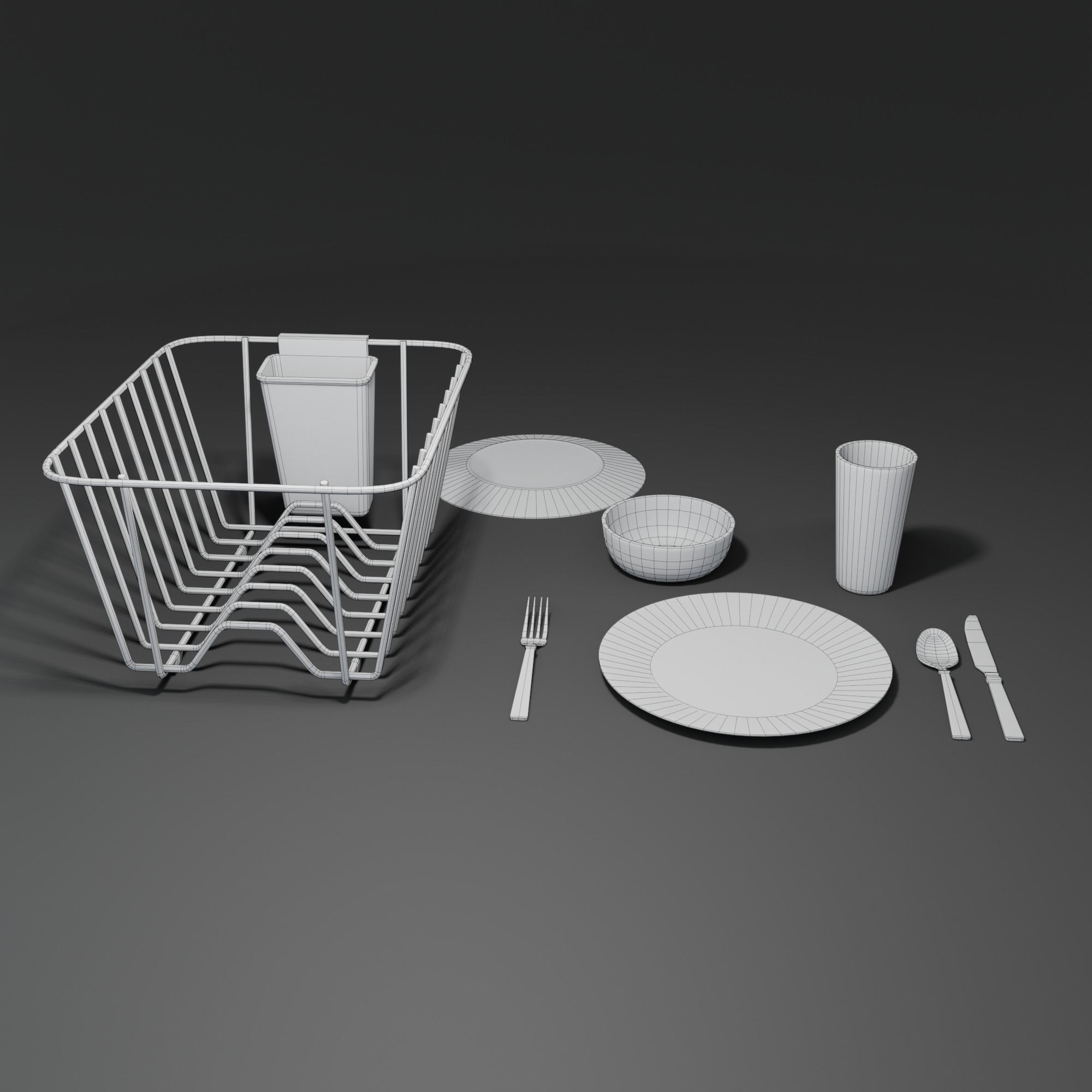 Dish Rack with Dishes free VR / AR / low-poly 3D model | CGTrader