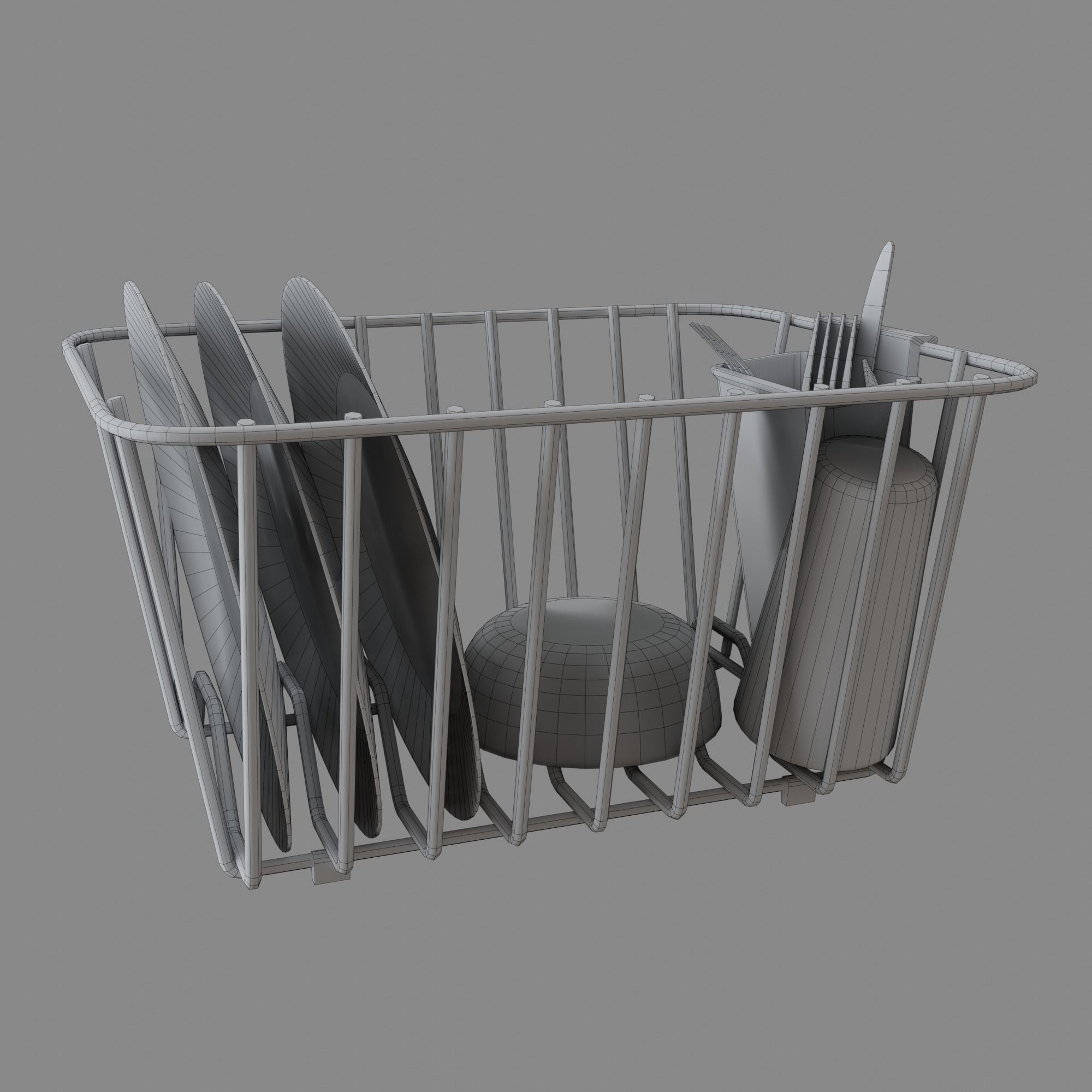 Dish Rack with Dishes free VR / AR / low-poly 3D model | CGTrader