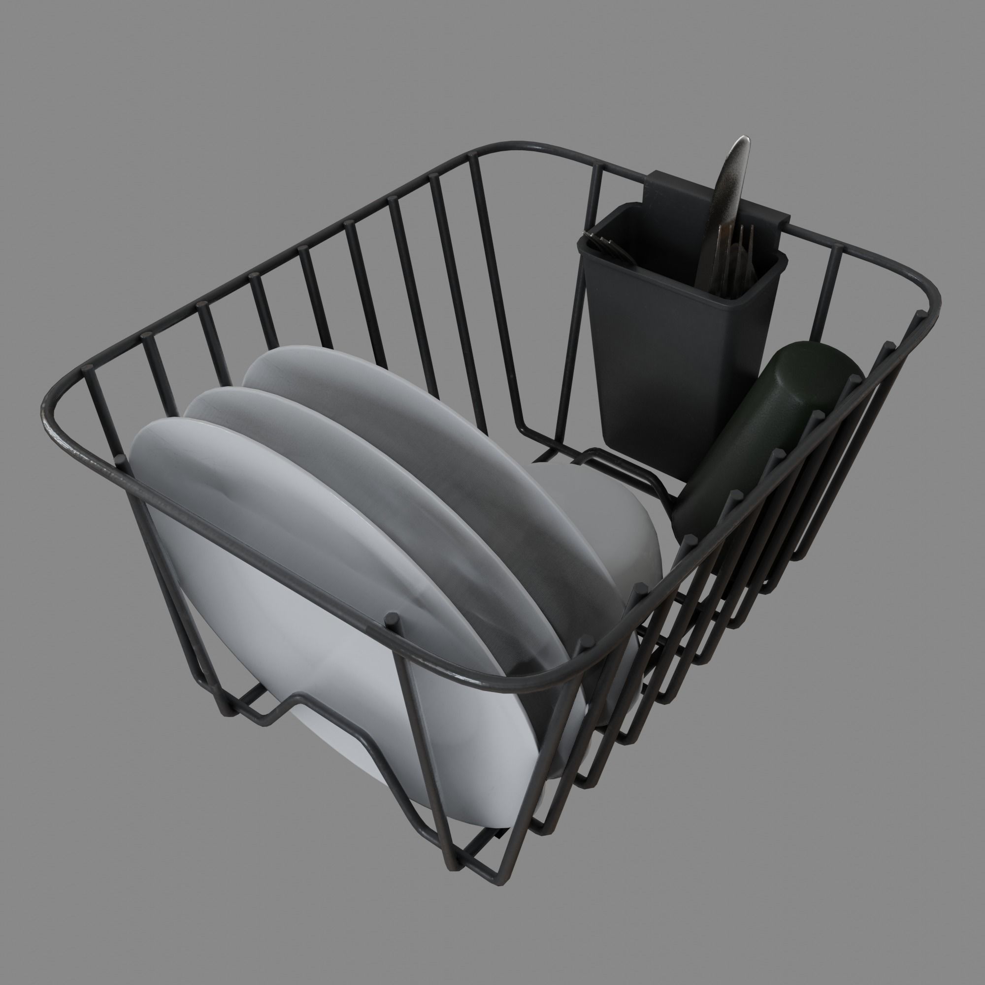 Dish Rack with Dishes free VR / AR / low-poly 3D model | CGTrader