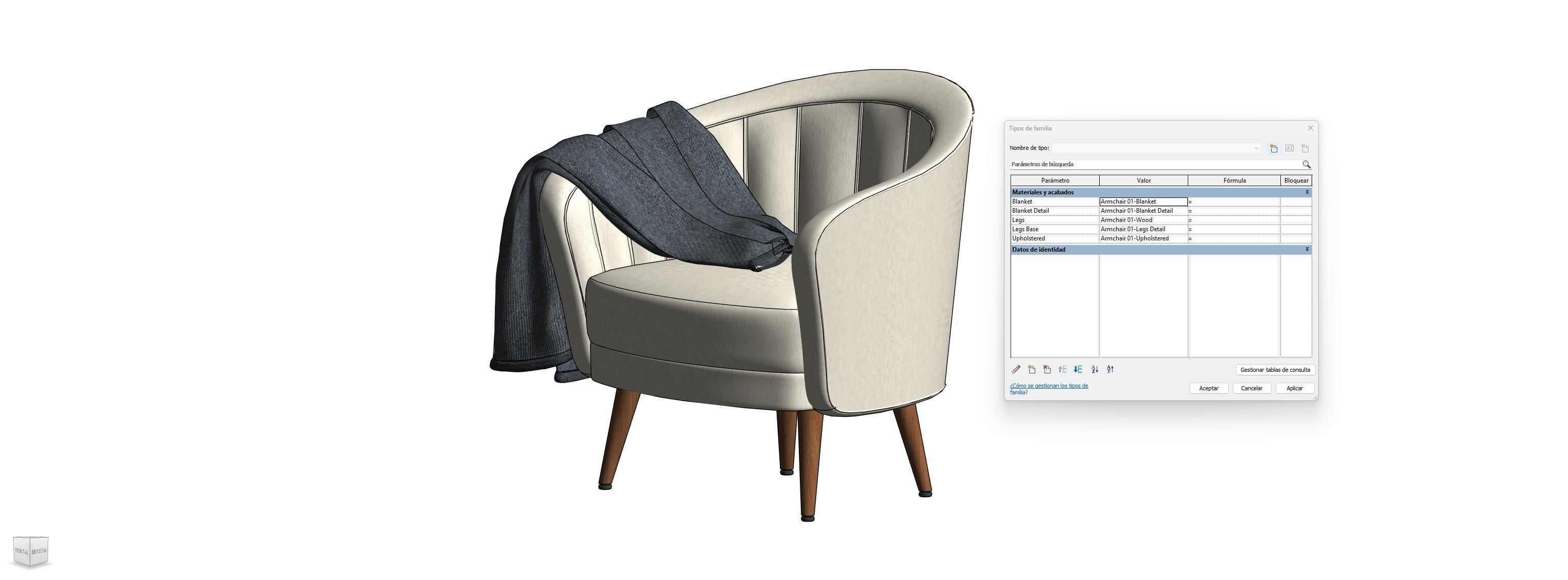 Armchair Family for Revit -1 3D model | CGTrader