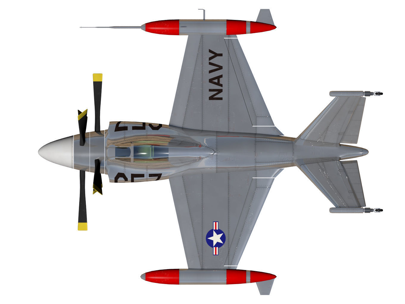 XFV-1 fighter jet with propellers flying in air 3D model | CGTrader