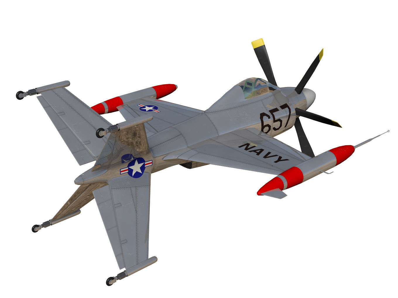 XFV-1 fighter jet with propellers flying in air 3D model | CGTrader
