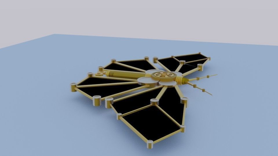 Gold and bronze mechanical moth 3D model | CGTrader