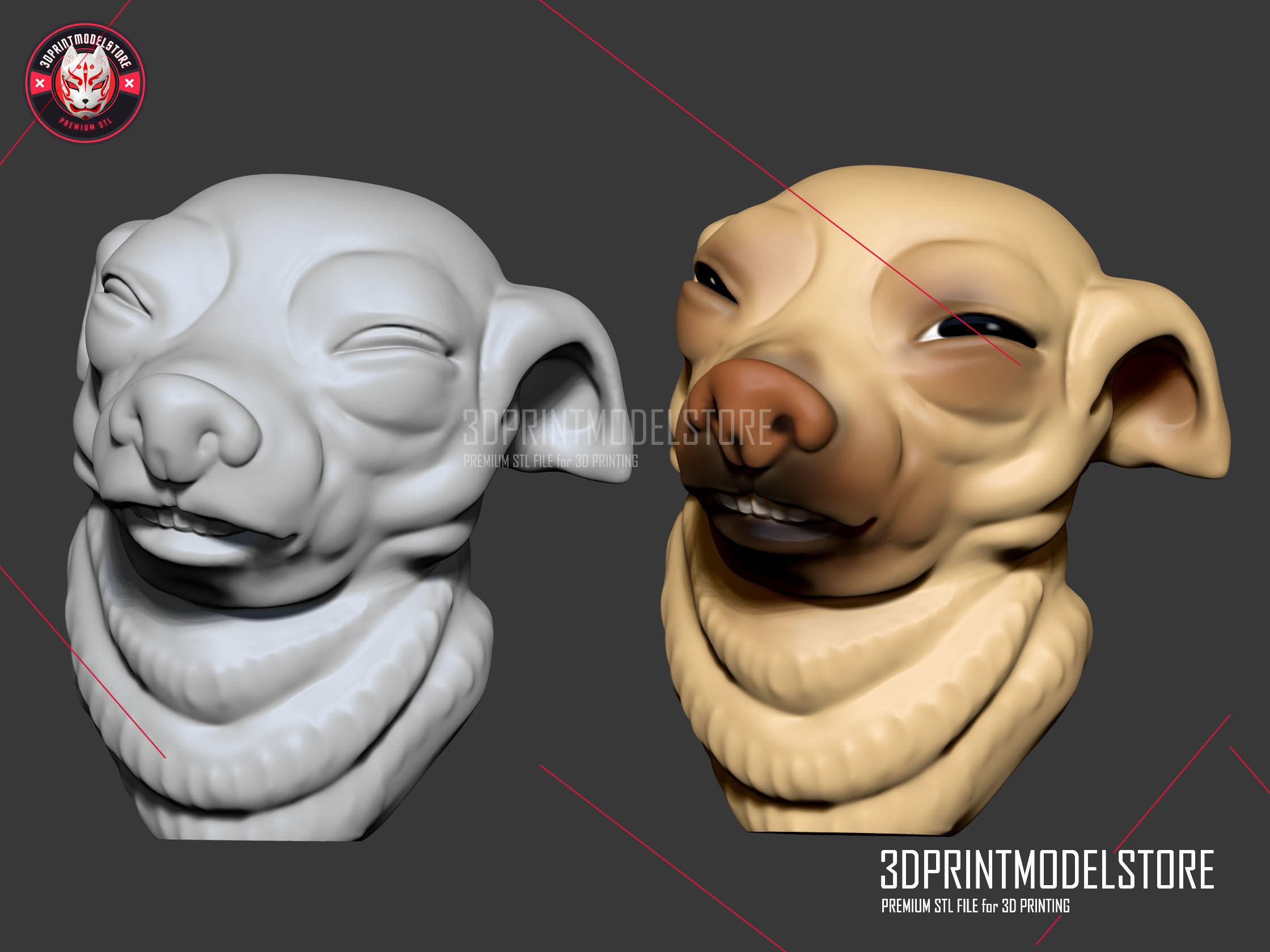 Meme Dog Face - Cute Dog Sculpture - doge meme 3D model 3D printable ...