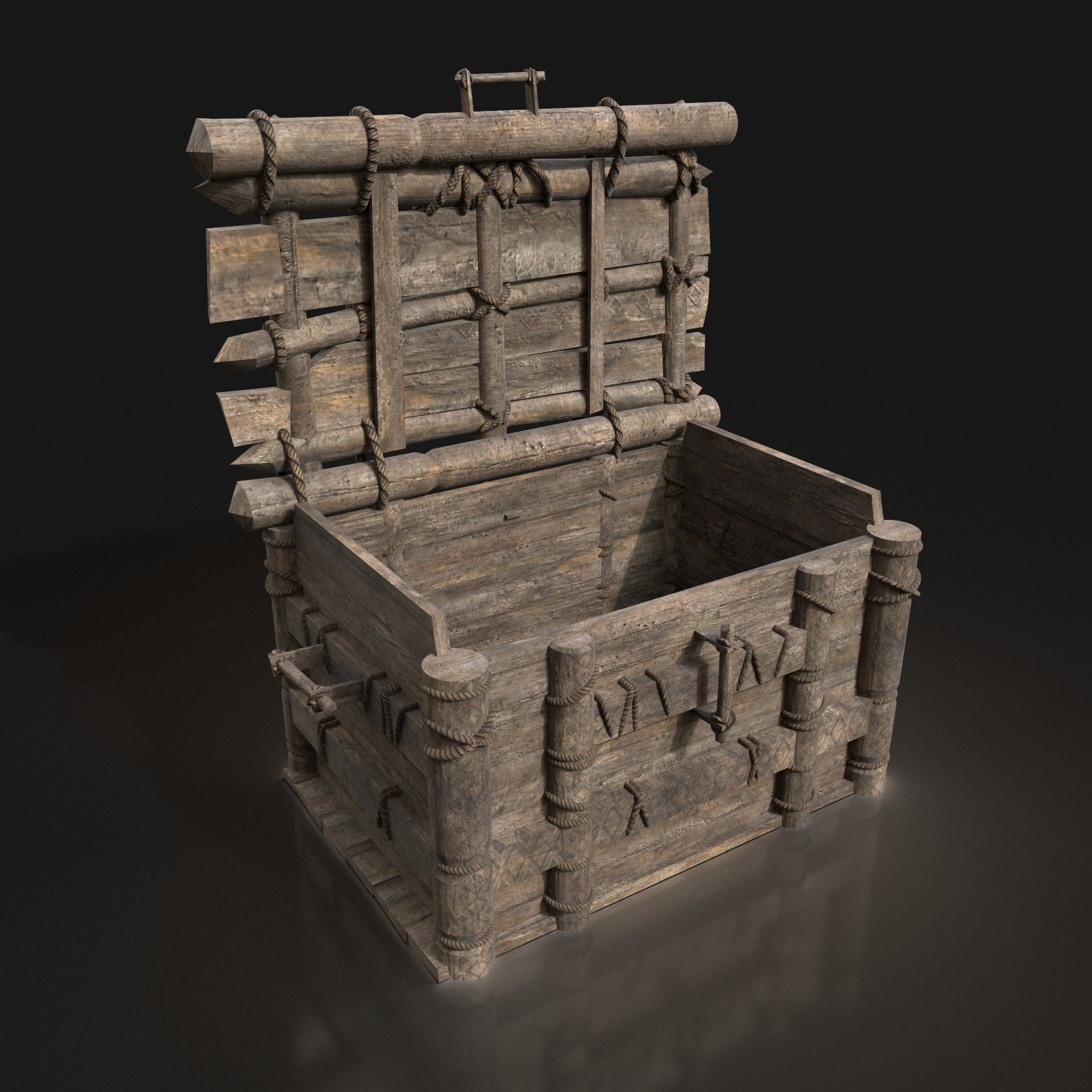 3D model Medieval Wooden Treasure Chest Box Locker Viking Dungeon Cave ...