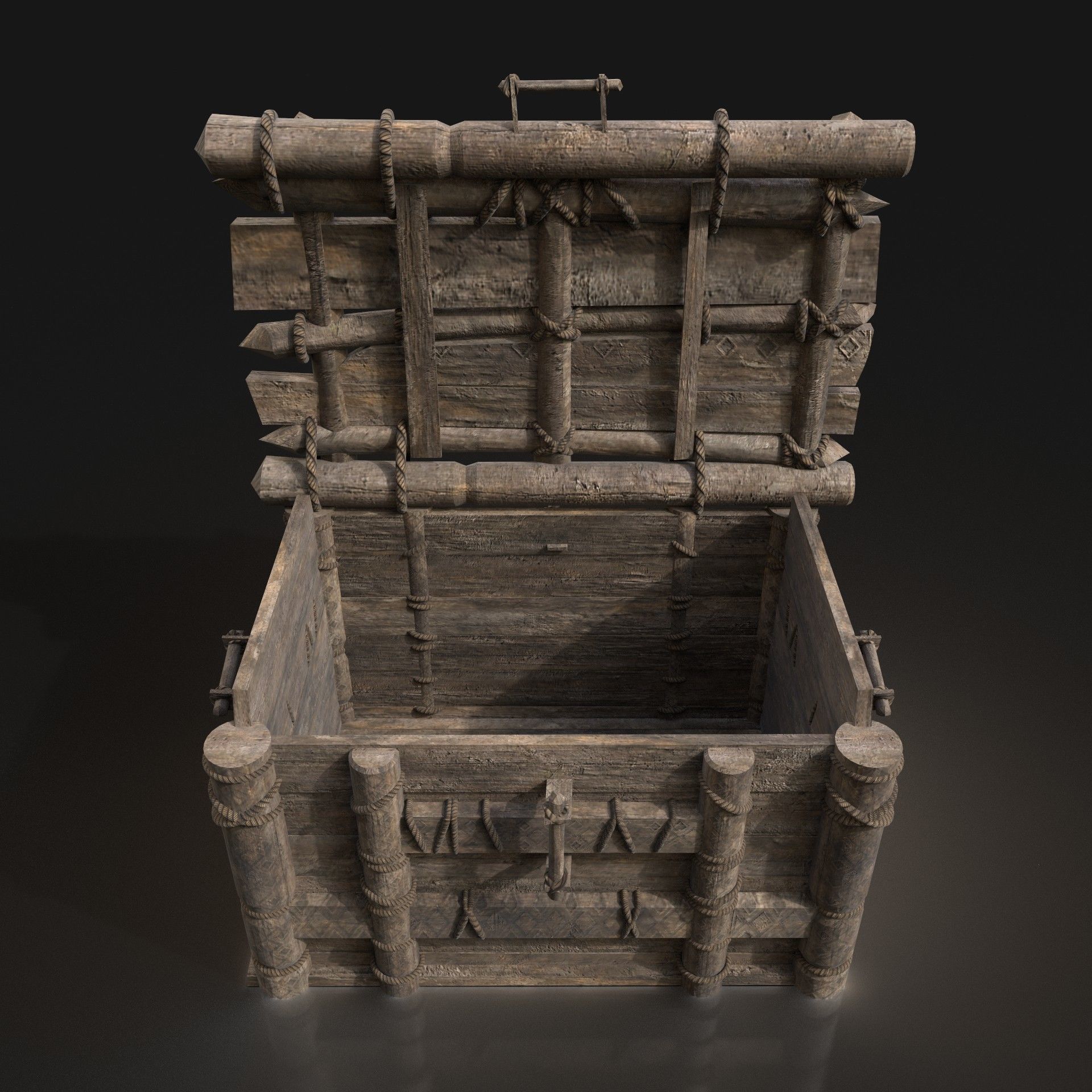3D model Medieval Wooden Treasure Chest Box Locker Viking Dungeon Cave ...