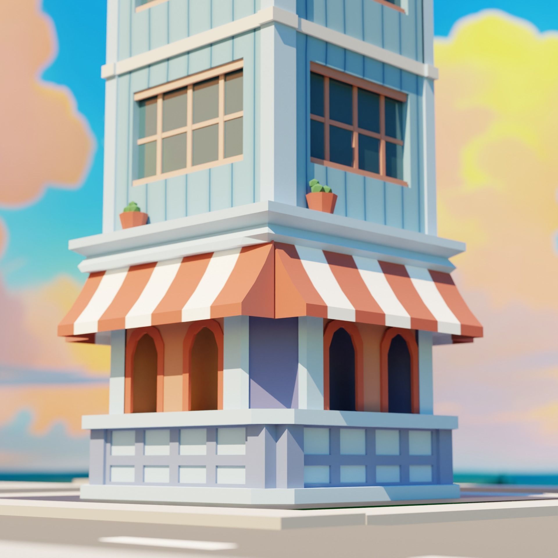 Free Low Poly building Cartoon Style game model free VR / AR / low-poly ...