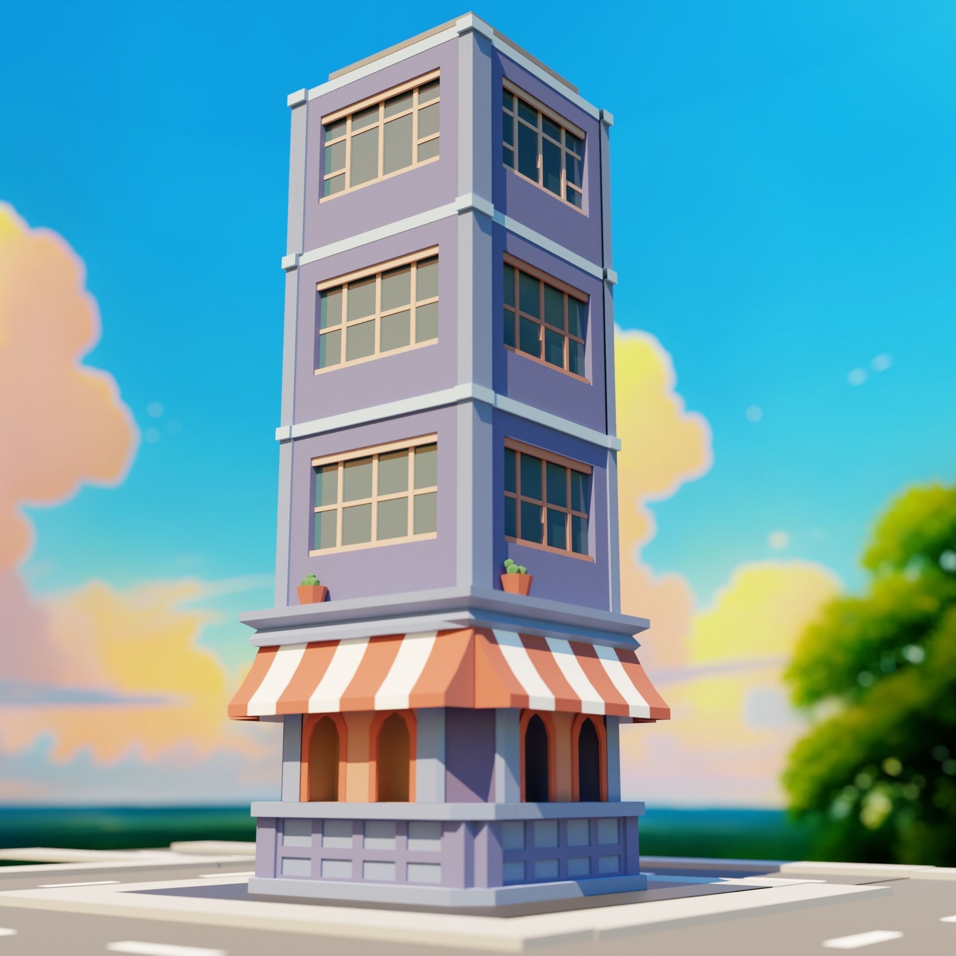 Free Low Poly building Cartoon Style game model free VR / AR / low-poly ...