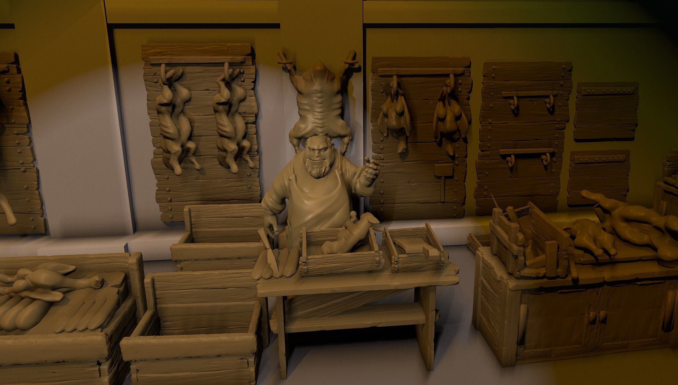 28mm Butcher and Meat 3D model 3D printable | CGTrader