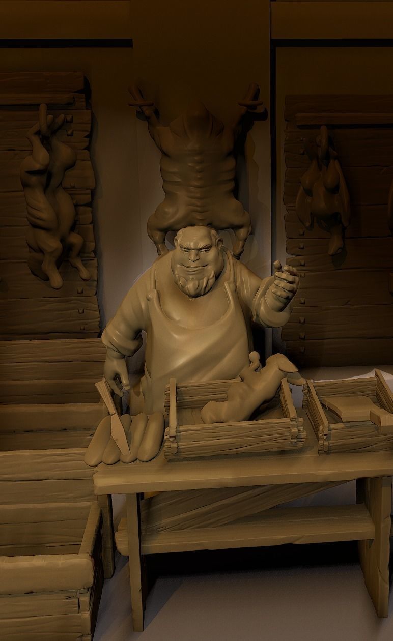 28mm Butcher and Meat 3D model 3D printable | CGTrader