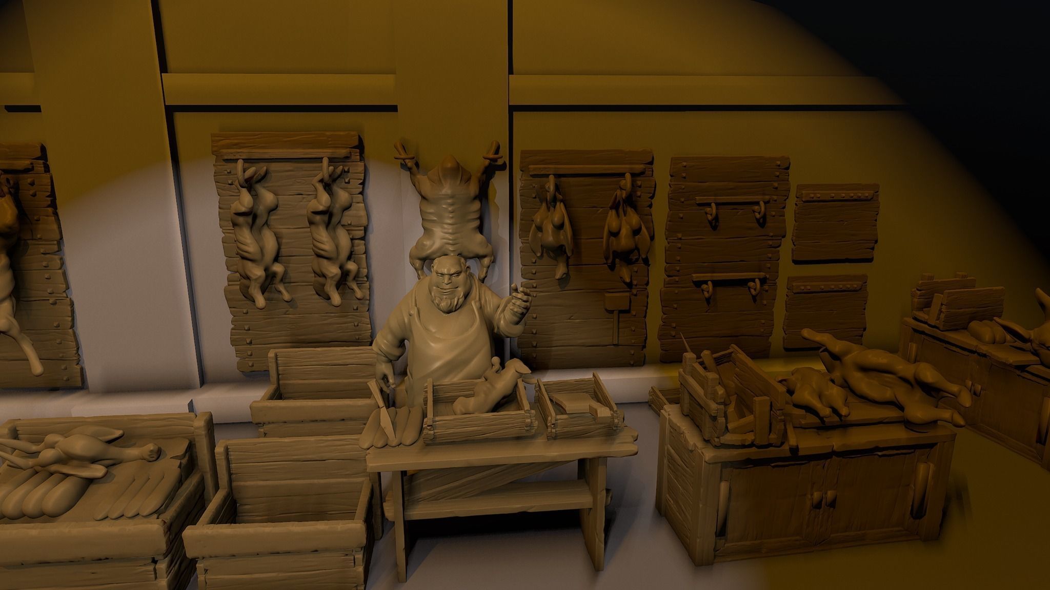 28mm Butcher and Meat 3D model 3D printable | CGTrader