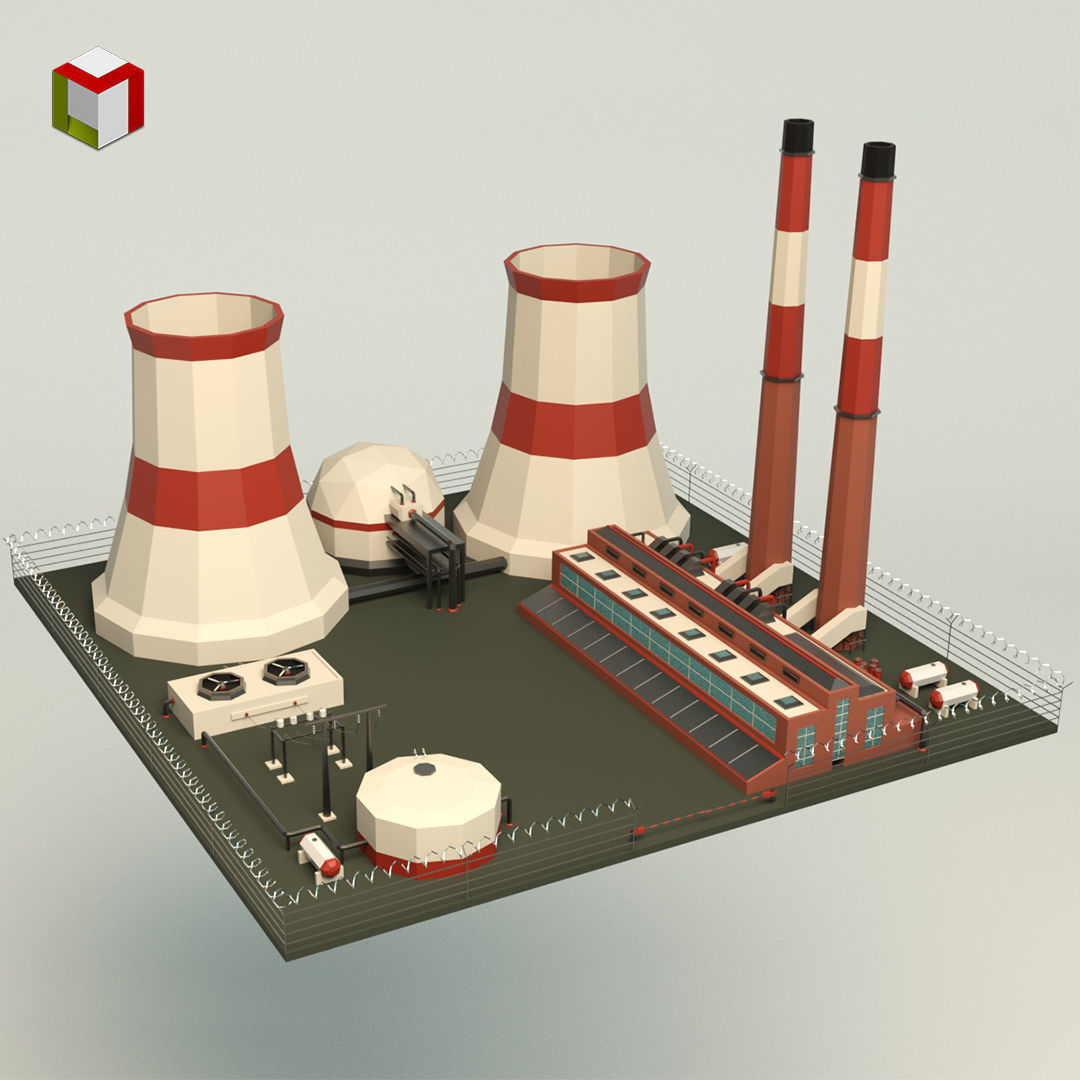 3D model Low Poly Power Plant VR / AR / low-poly | CGTrader