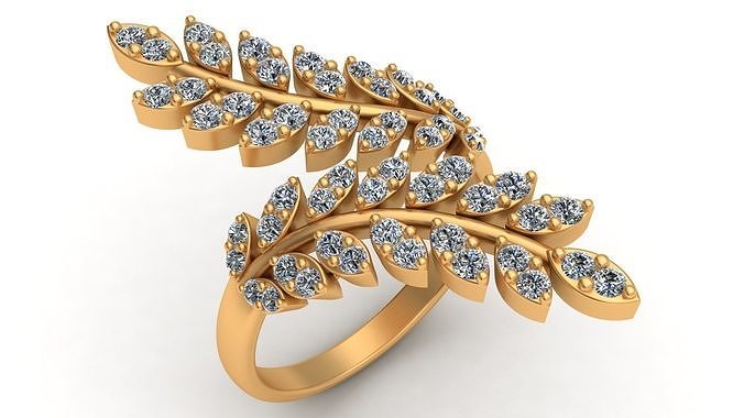 Tree Branch Marquise Diamond Gold Ring 3D model 3D printable | CGTrader