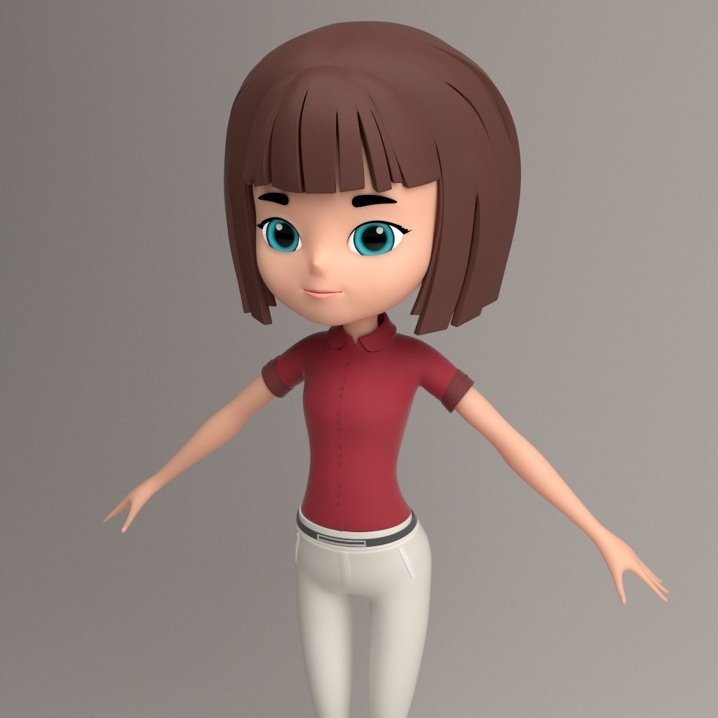 3D short hair woman RIG 3D model rigged | CGTrader