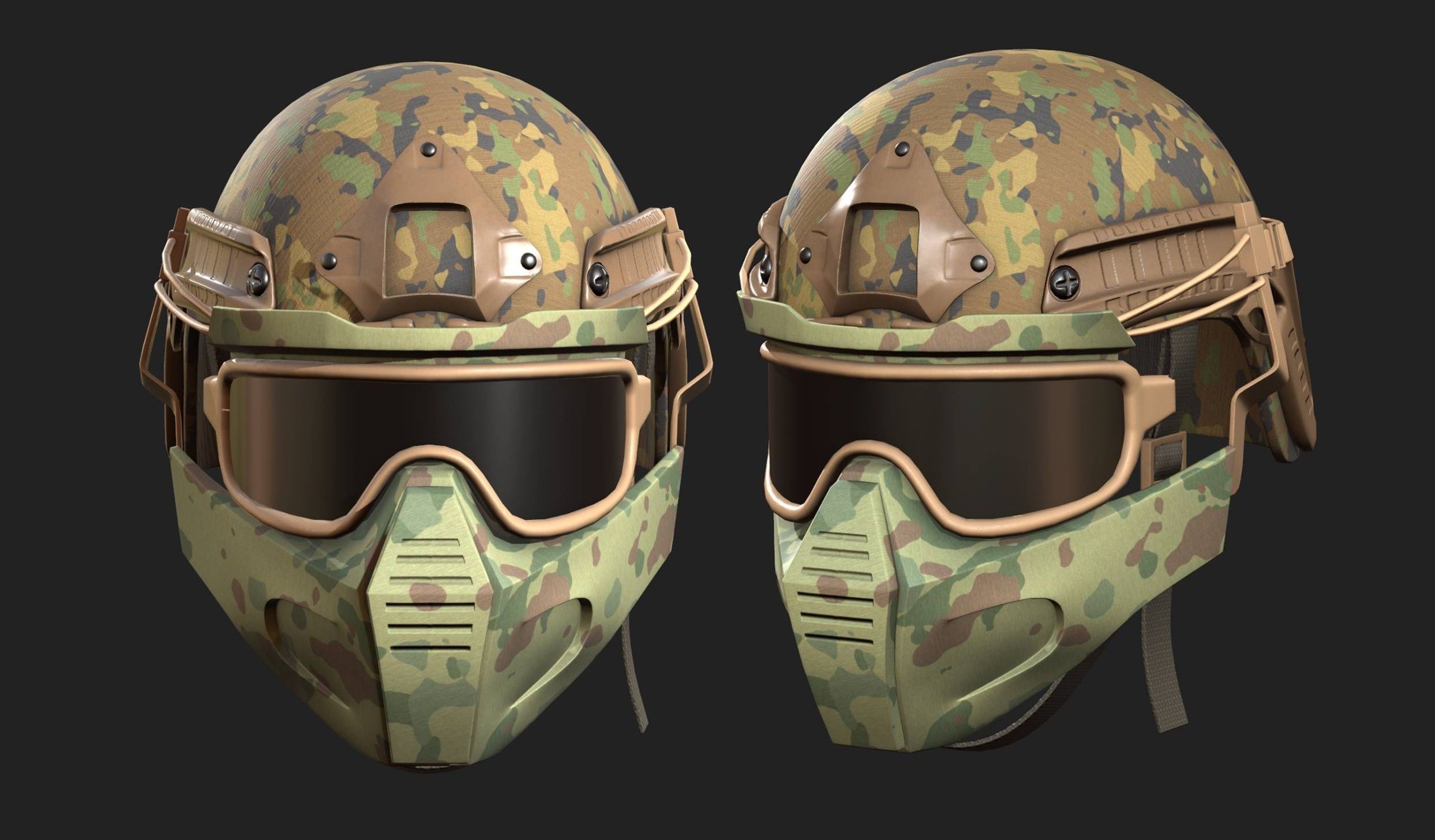3D model Helmet mask millitary combat soldier armor scifi VR / AR / low ...