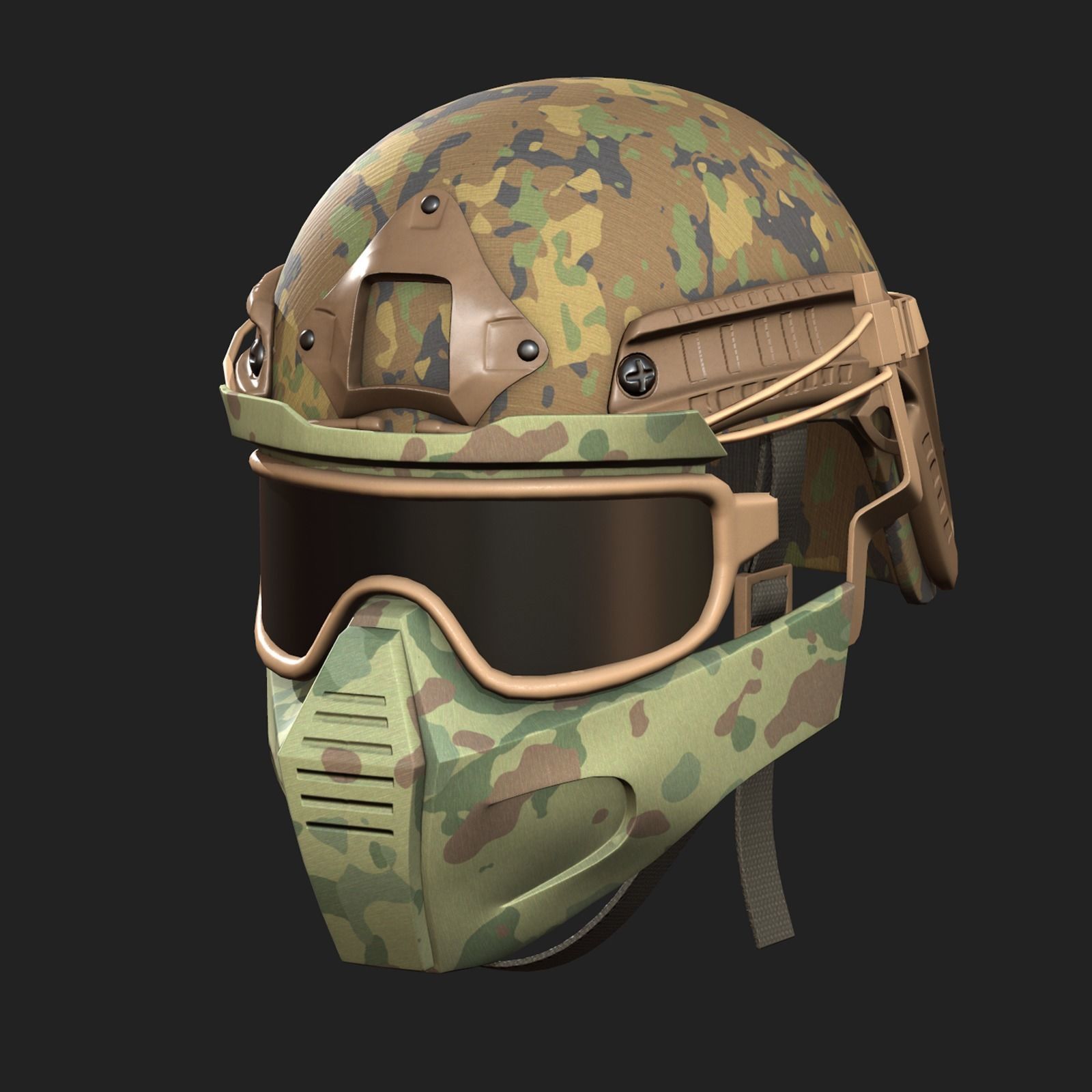 3D model Helmet mask millitary combat soldier armor scifi VR / AR / low ...