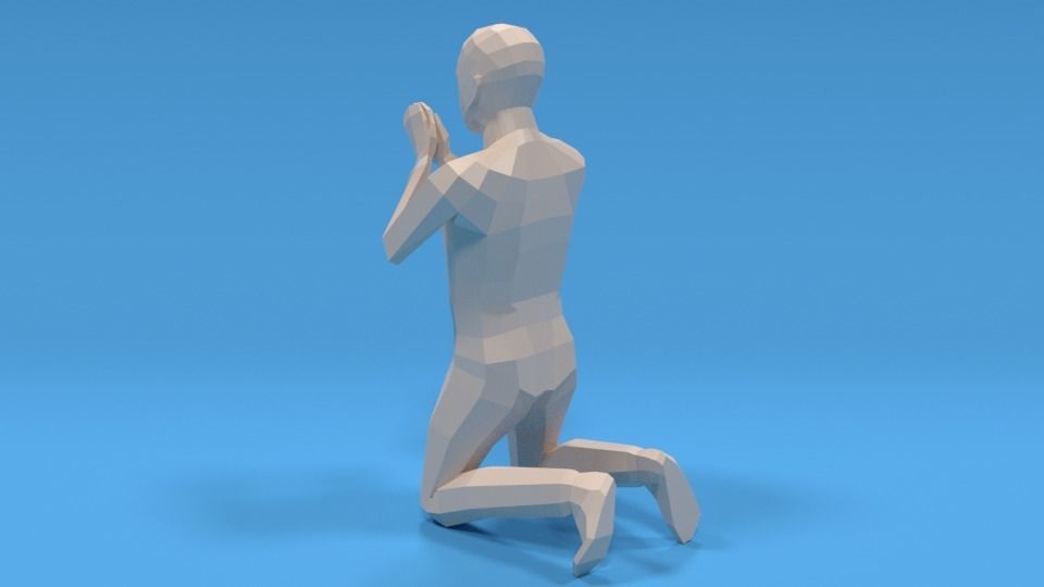3D model Low Poly Kid Praying VR / AR / low-poly | CGTrader