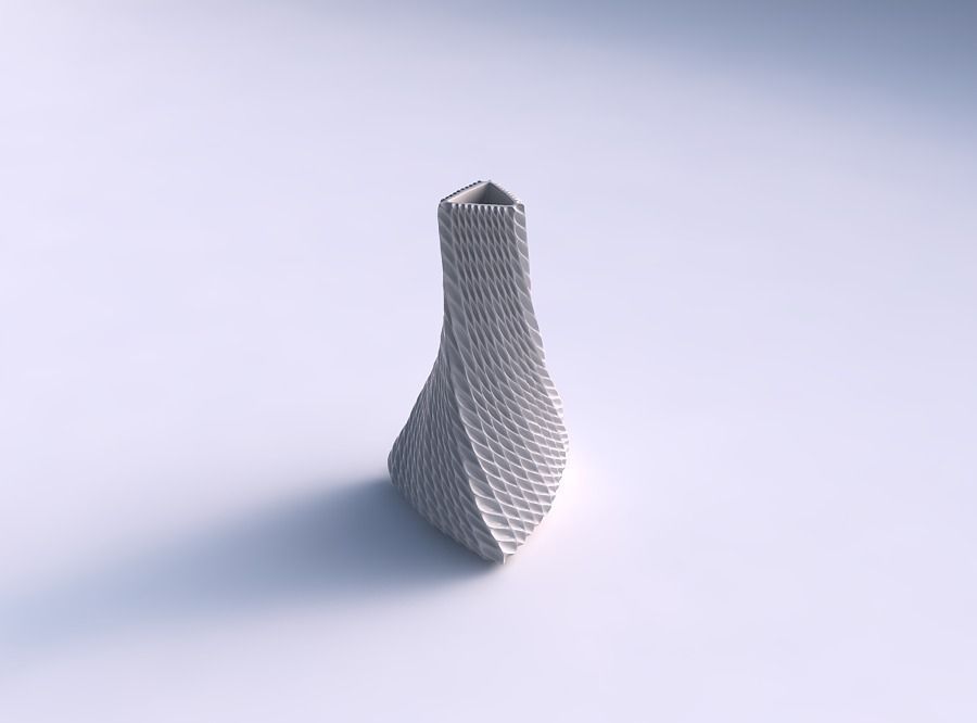 Vase twist tilted triangle with bent extruded pattern 3D model 3D ...