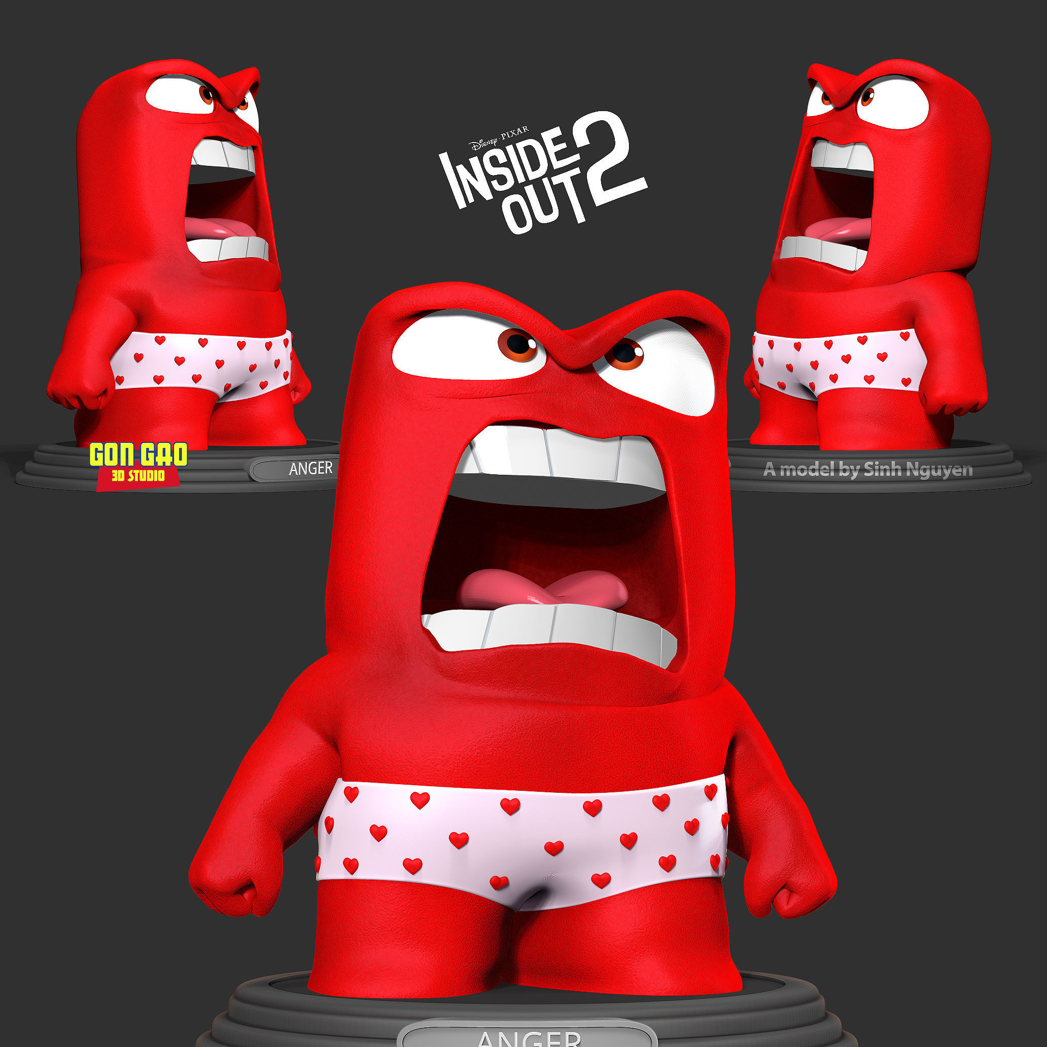 Anger with shorts - Inside Out 2 Fanart 3D model 3D printable | CGTrader