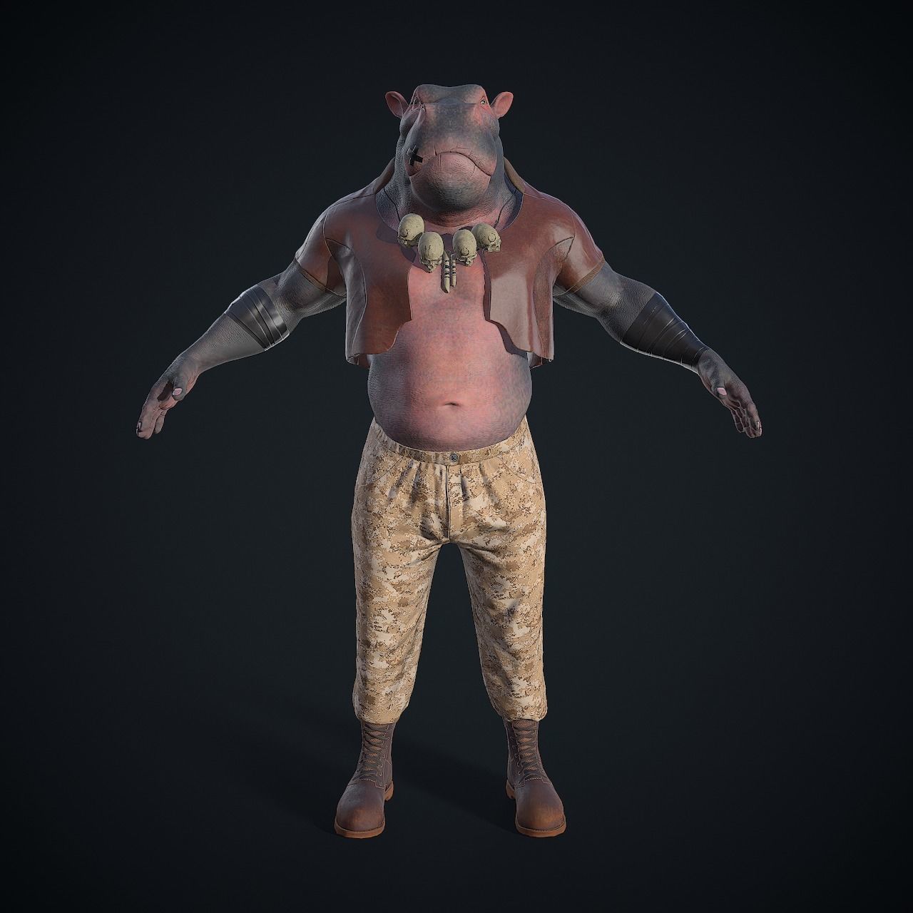 3D model Hippo character VR / AR / low-poly rigged animated | CGTrader
