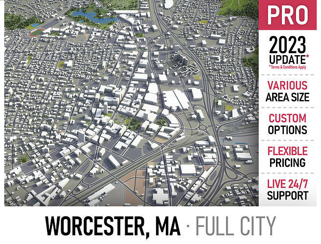 3D model Worcester - Massachusetts VR / AR / low-poly | CGTrader