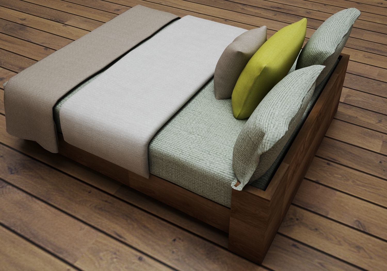 3D model MODERN BED LOW POLY PBR VR / AR / low-poly | CGTrader