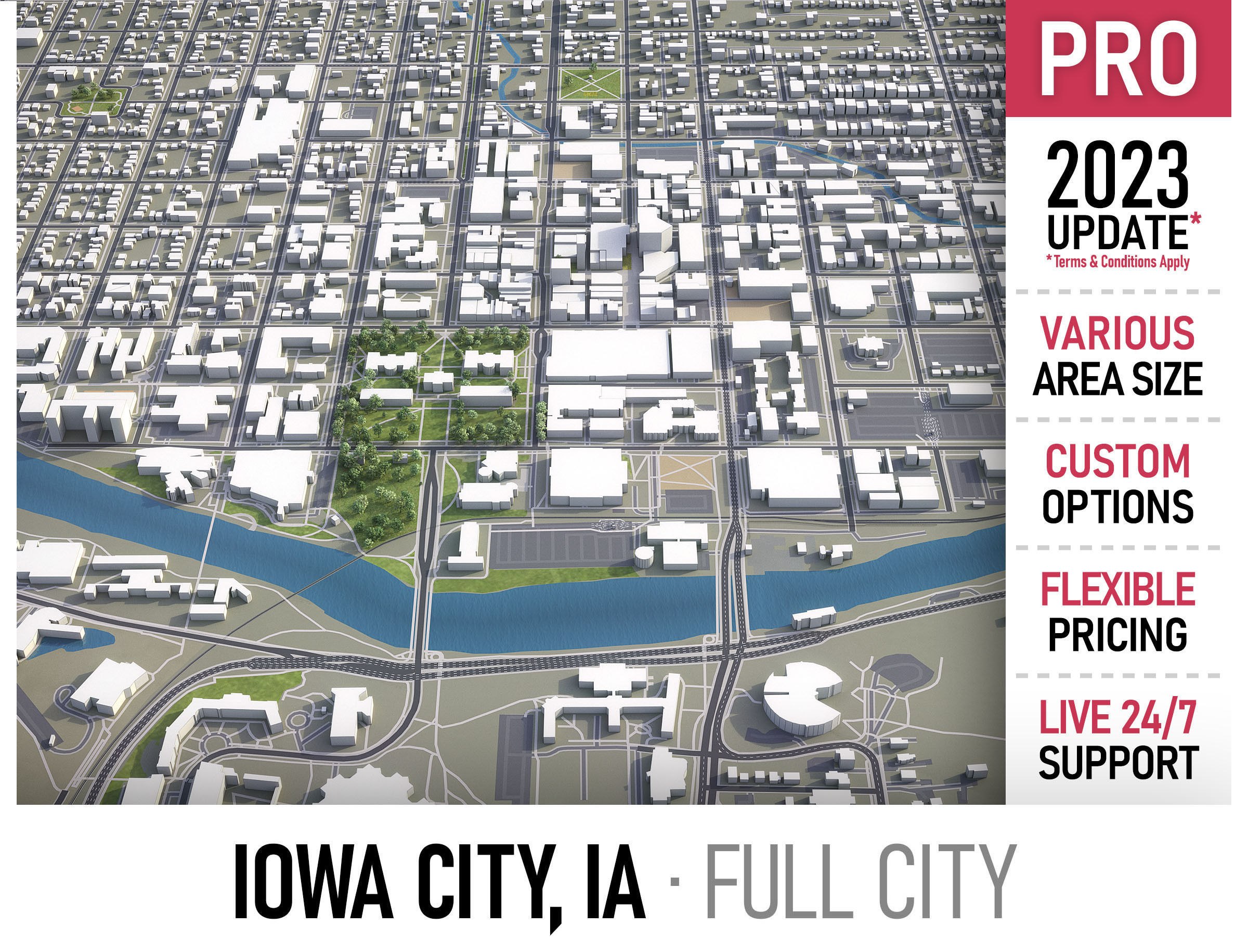 3D model Iowa City - 3D City Model VR / AR / low-poly | CGTrader