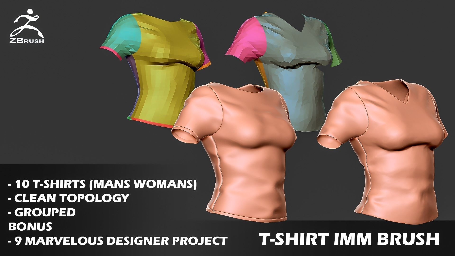 3D model T-Shirts IMM Brush ZBrush VR / AR / low-poly | CGTrader