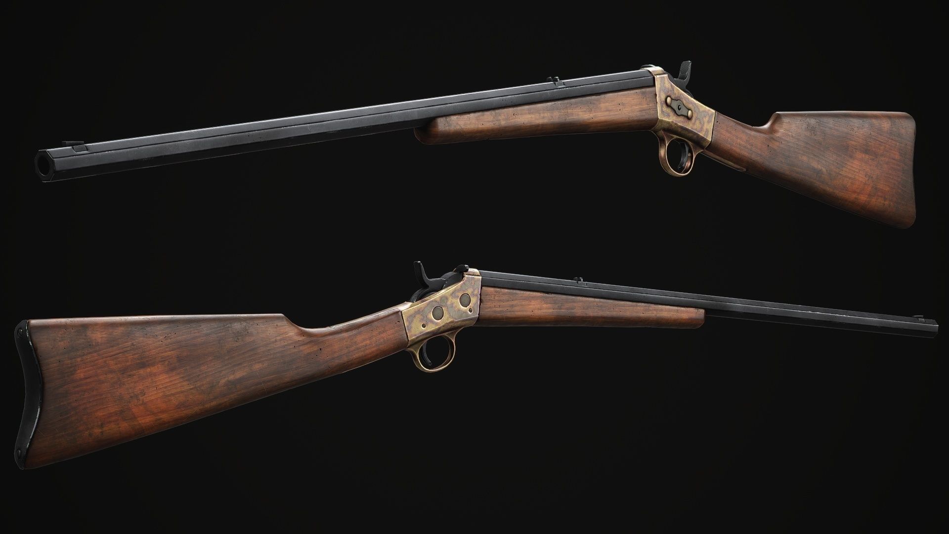 3D model PBR Remington Rolling Block rifle VR / AR / low-poly | CGTrader