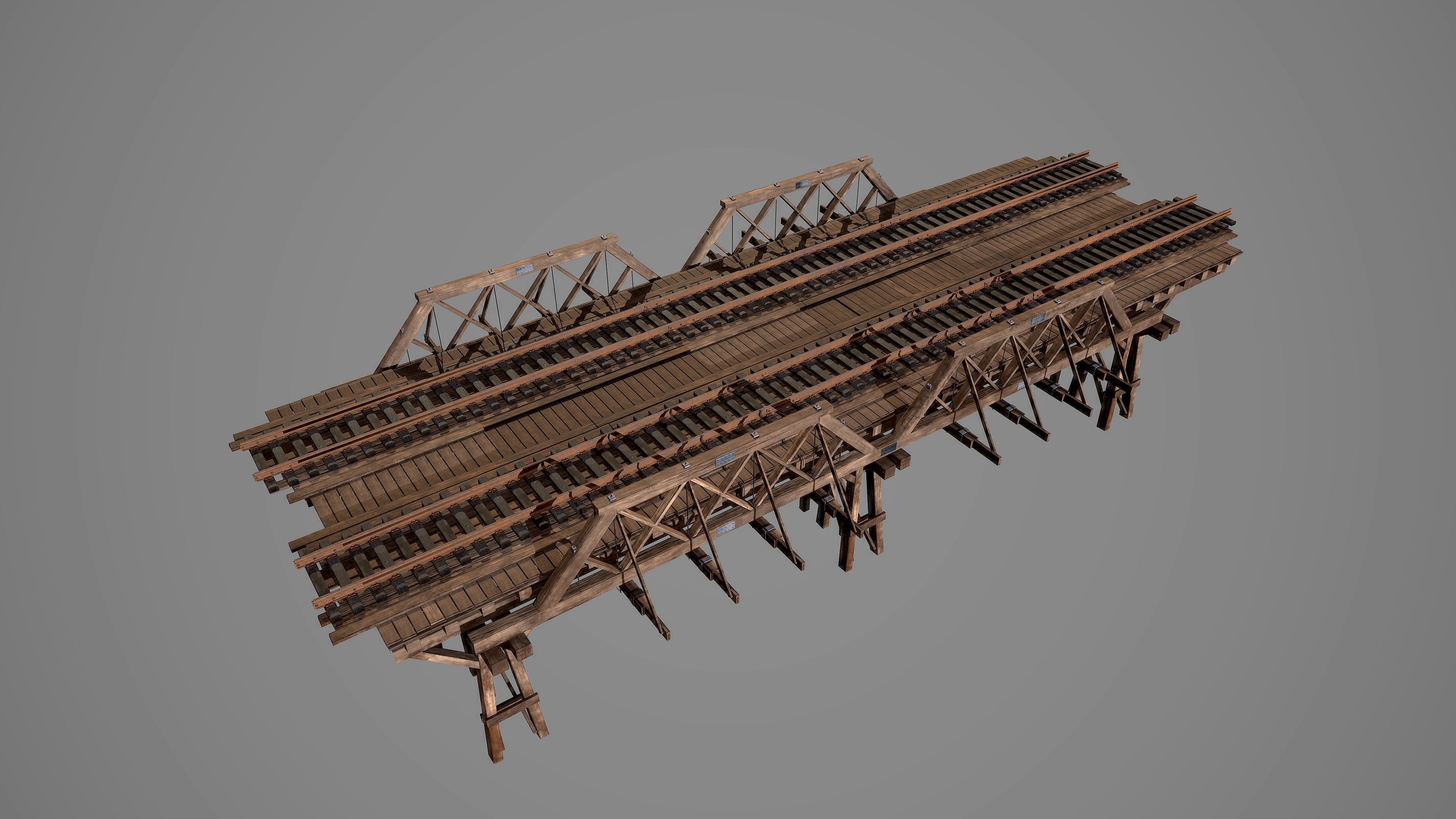 3D model Wooden railway bridge VR / AR / low-poly | CGTrader