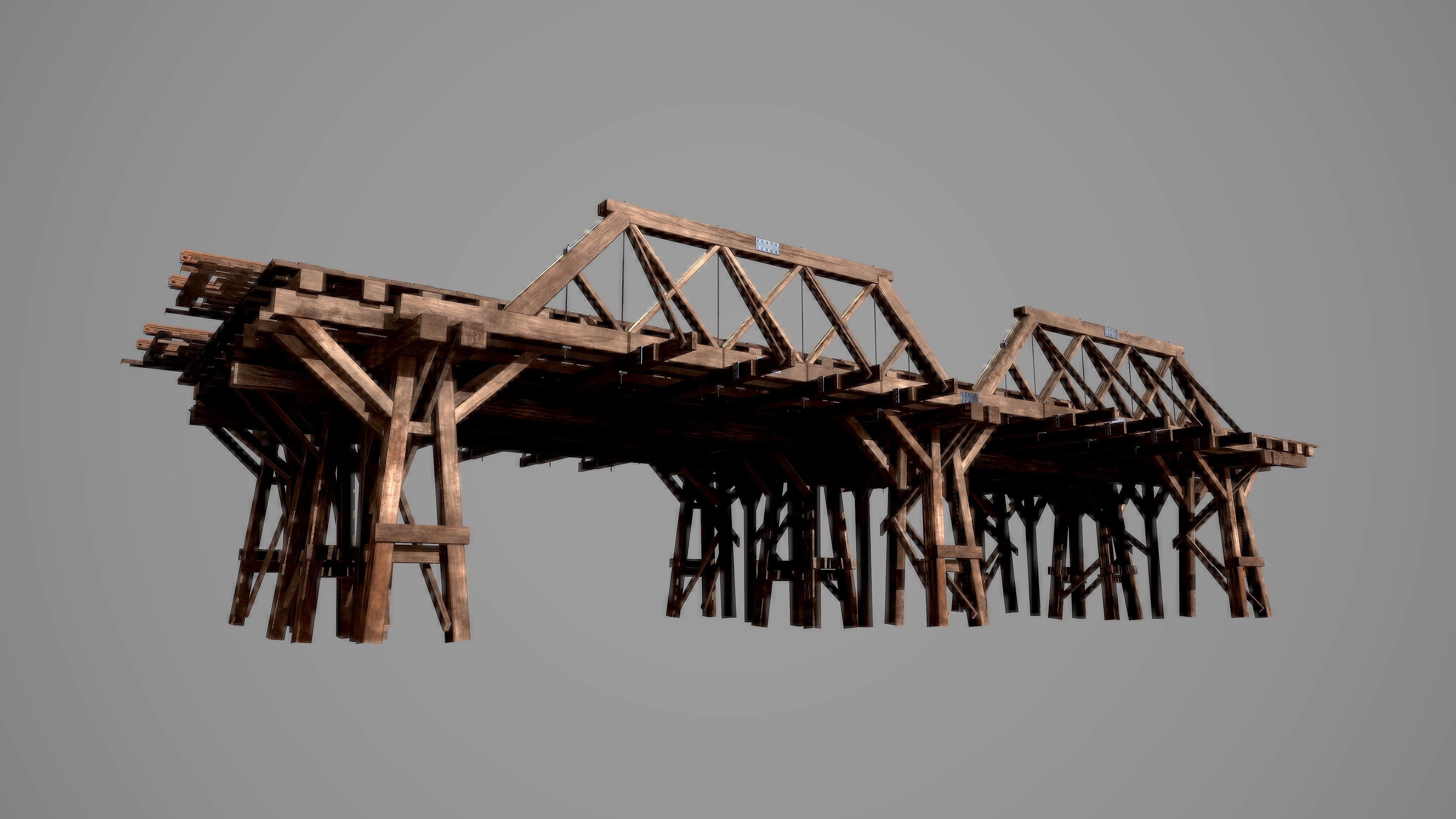 3D model Wooden railway bridge VR / AR / low-poly | CGTrader