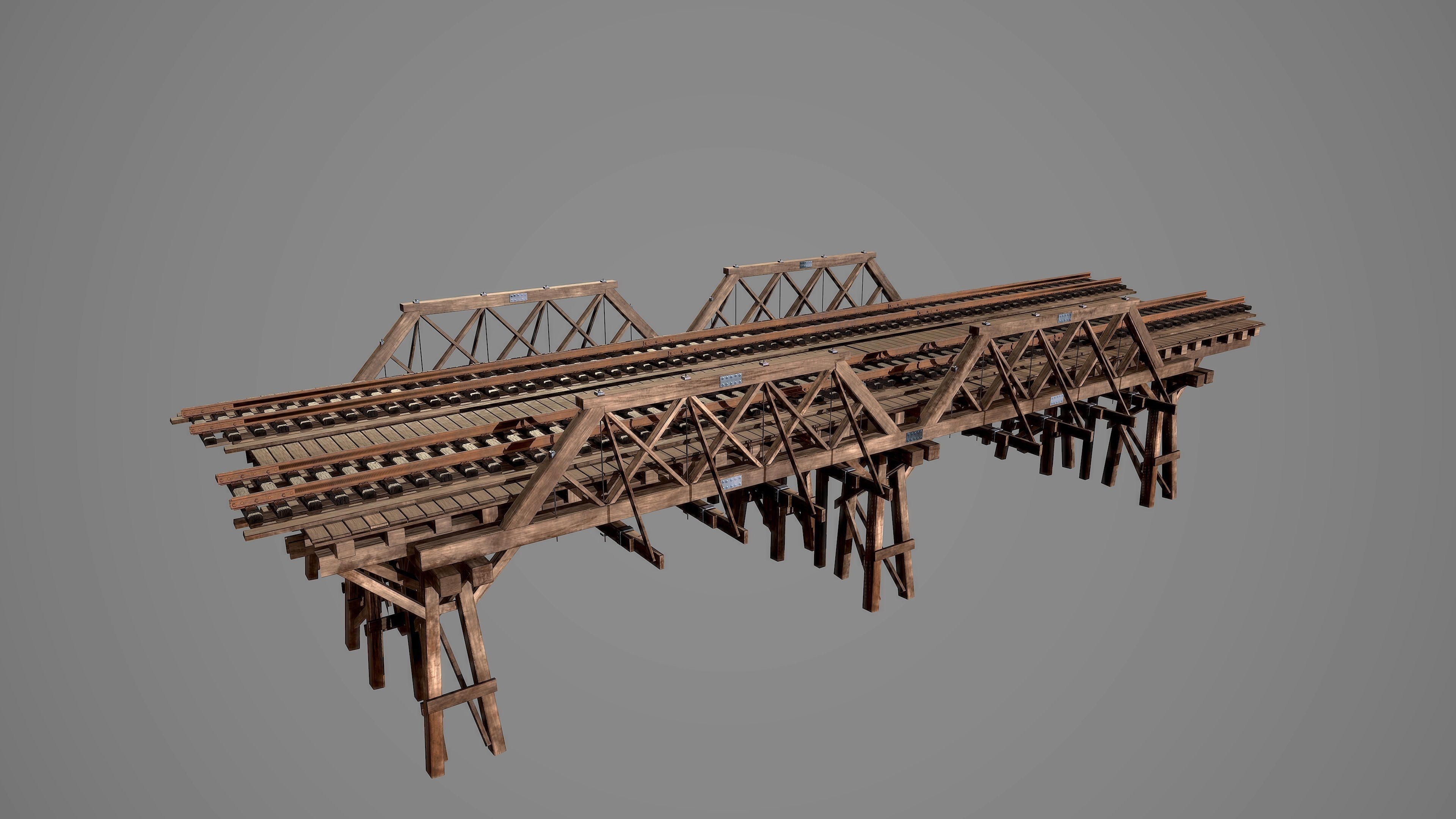 3D model Wooden railway bridge VR / AR / low-poly | CGTrader