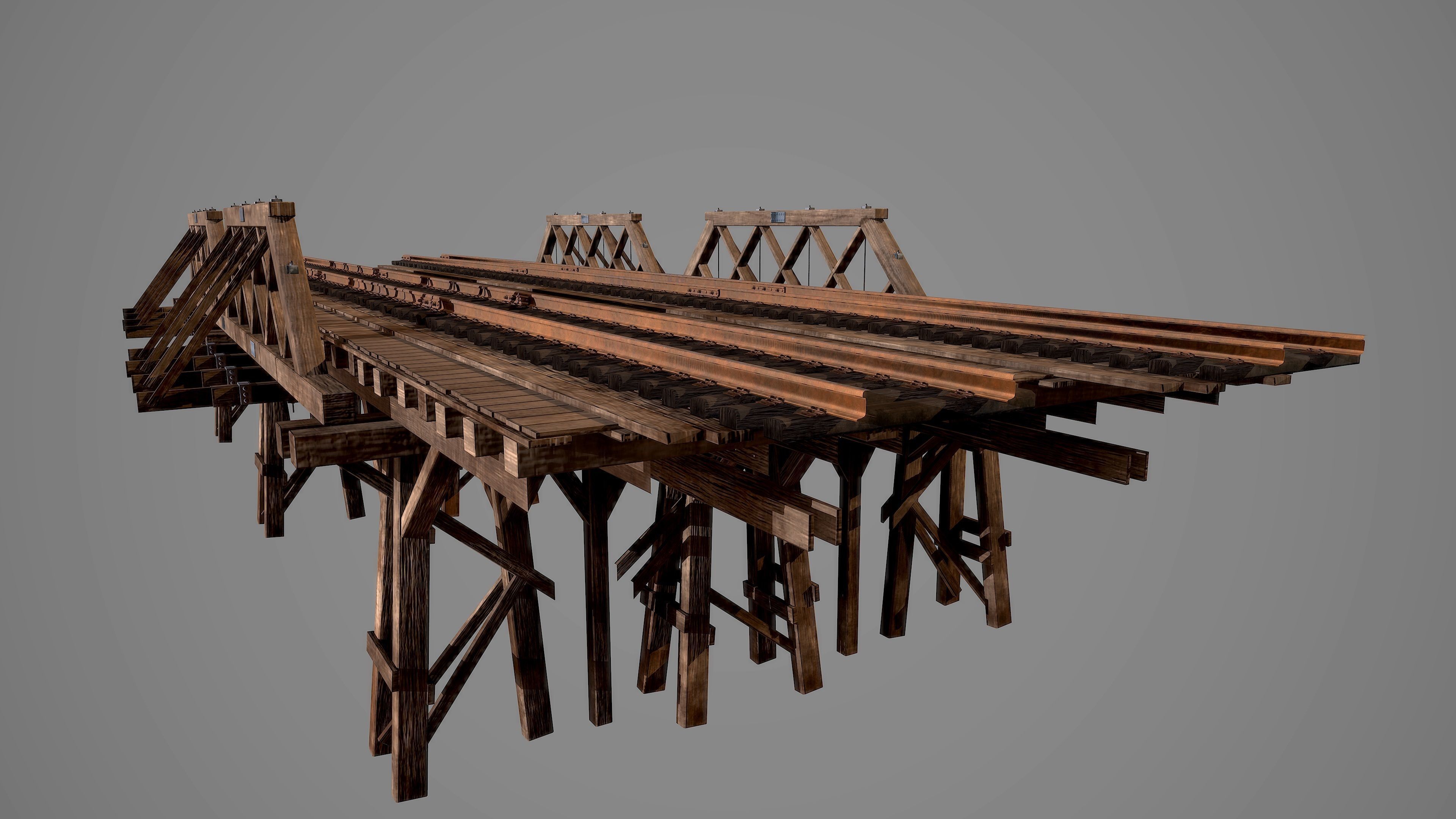 3D model Wooden railway bridge VR / AR / low-poly | CGTrader