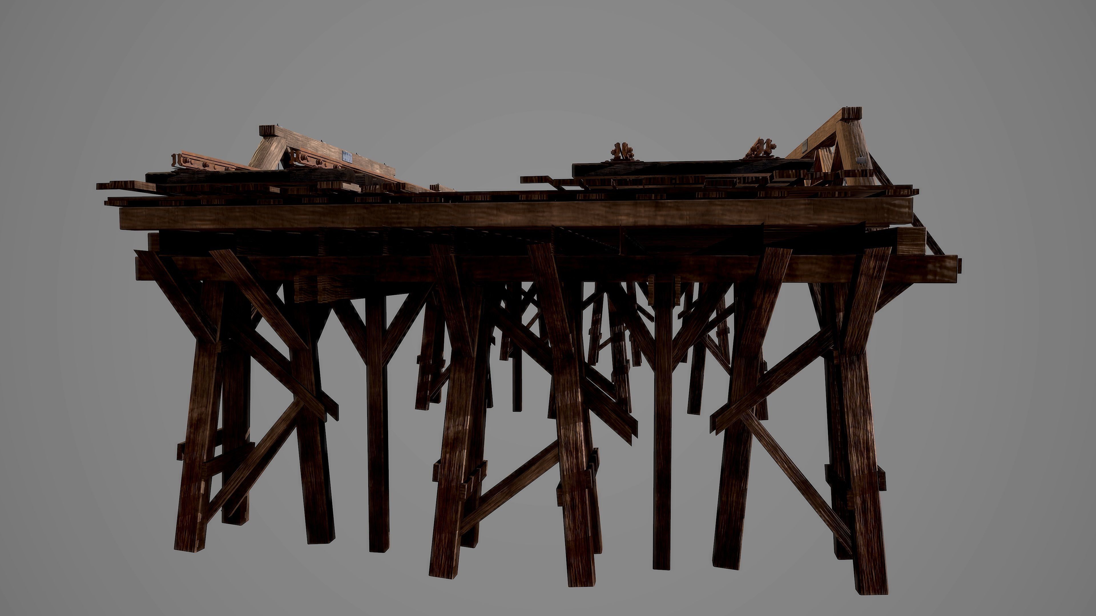 3D model Wooden railway bridge VR / AR / low-poly | CGTrader