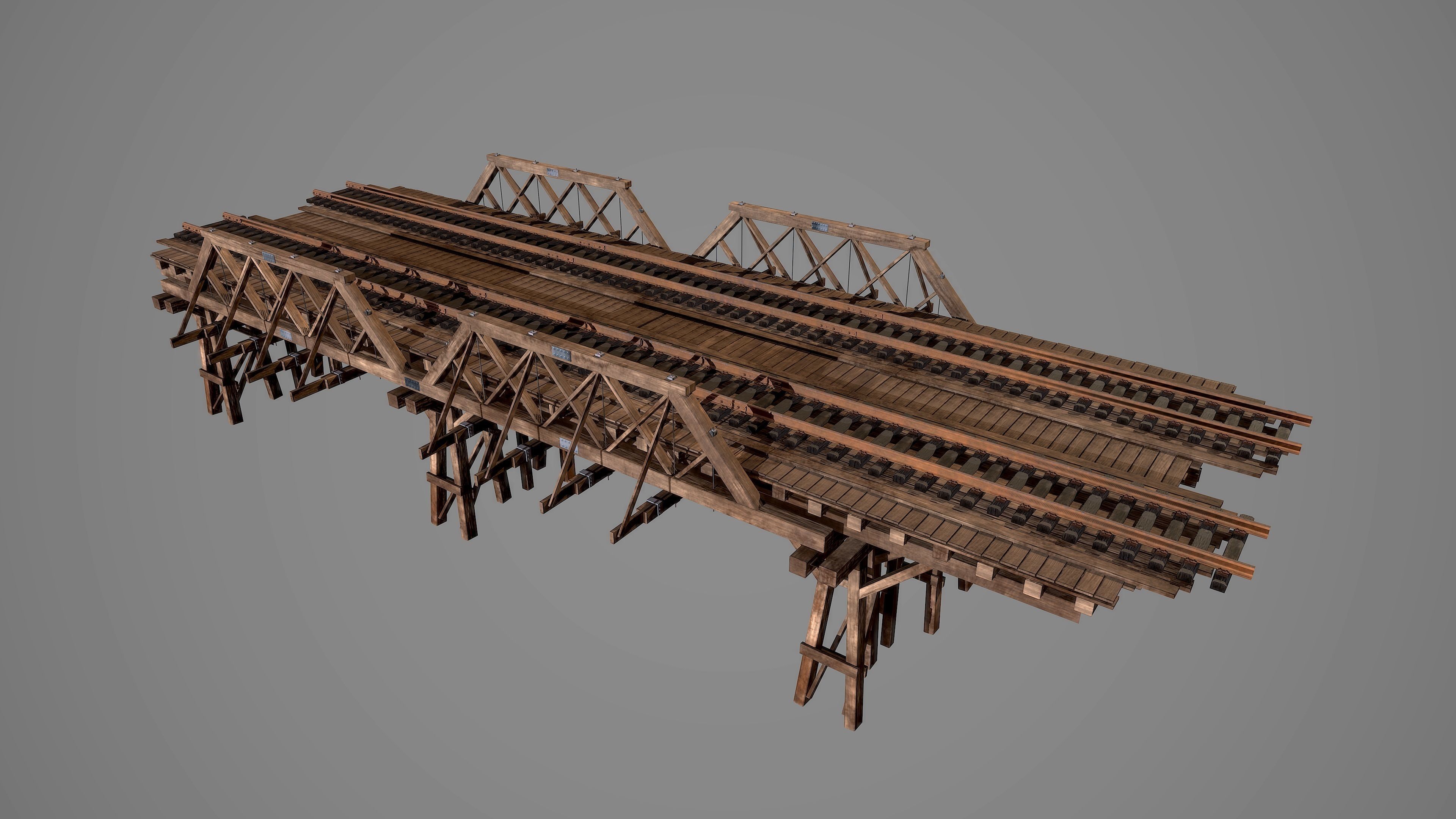 3D model Wooden railway bridge VR / AR / low-poly | CGTrader
