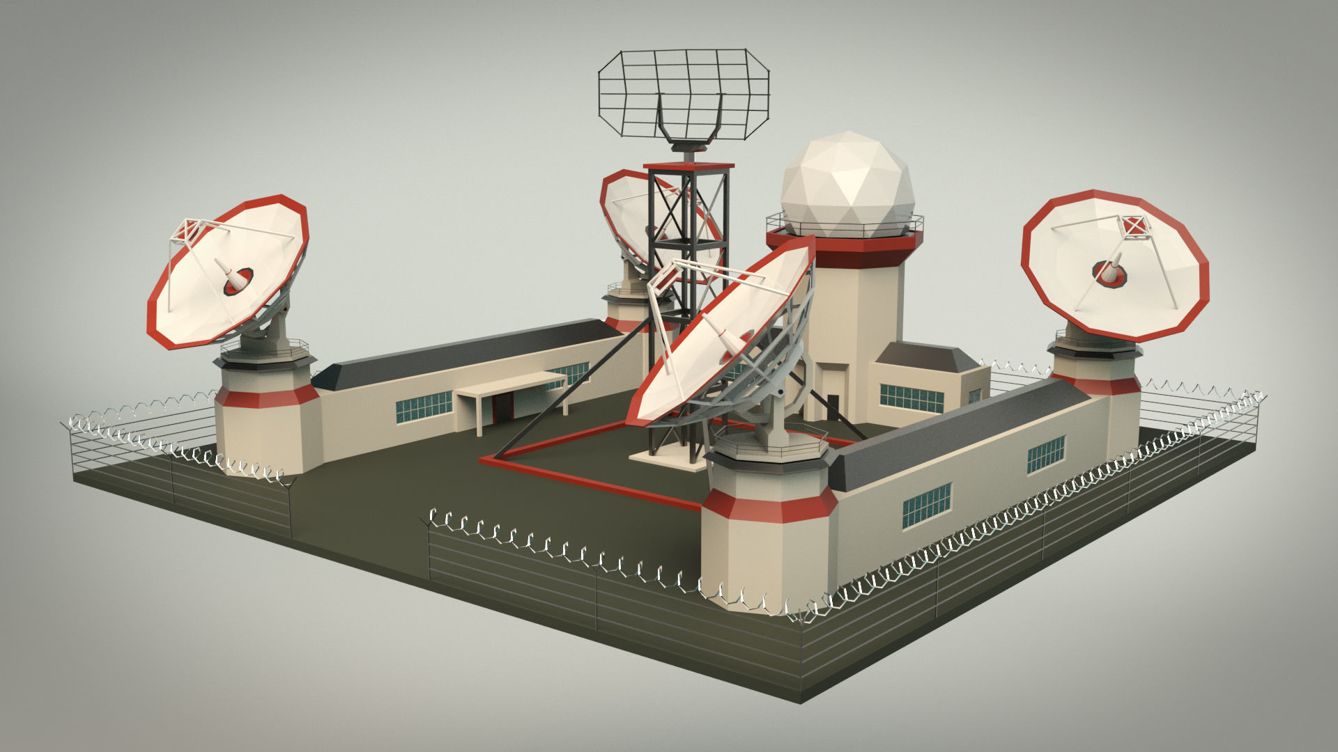3D model Low Poly Radar Station VR / AR / low-poly | CGTrader