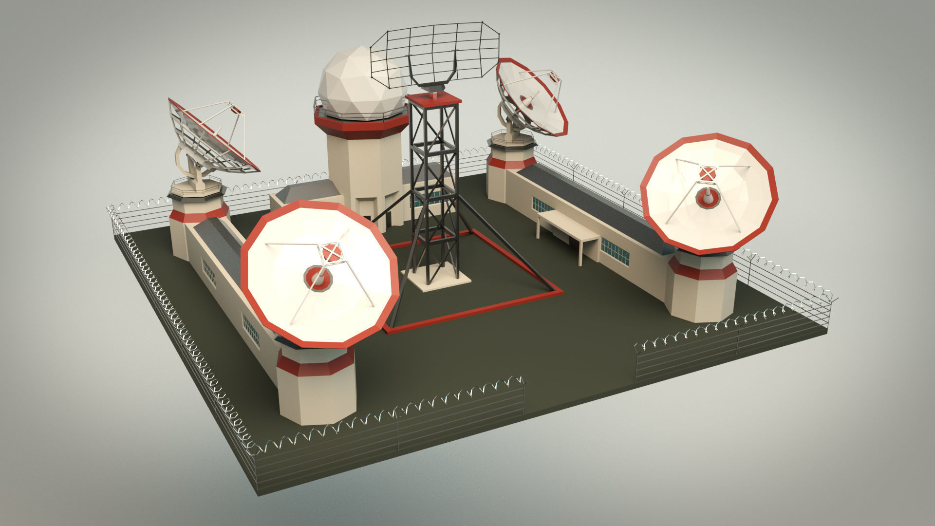 3D model Low Poly Radar Station VR / AR / low-poly | CGTrader