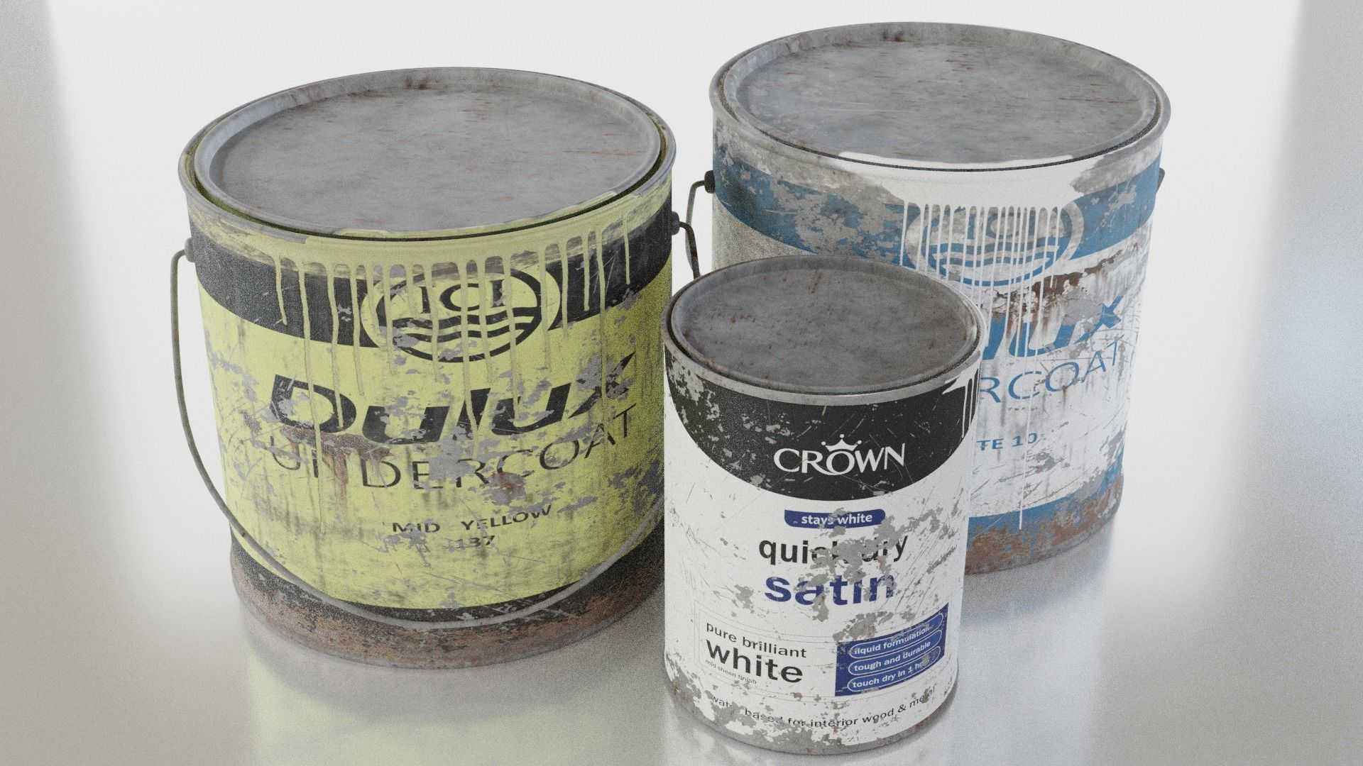 3D model Old Paint Tins - Low-poly PRB VR / AR / low-poly | CGTrader