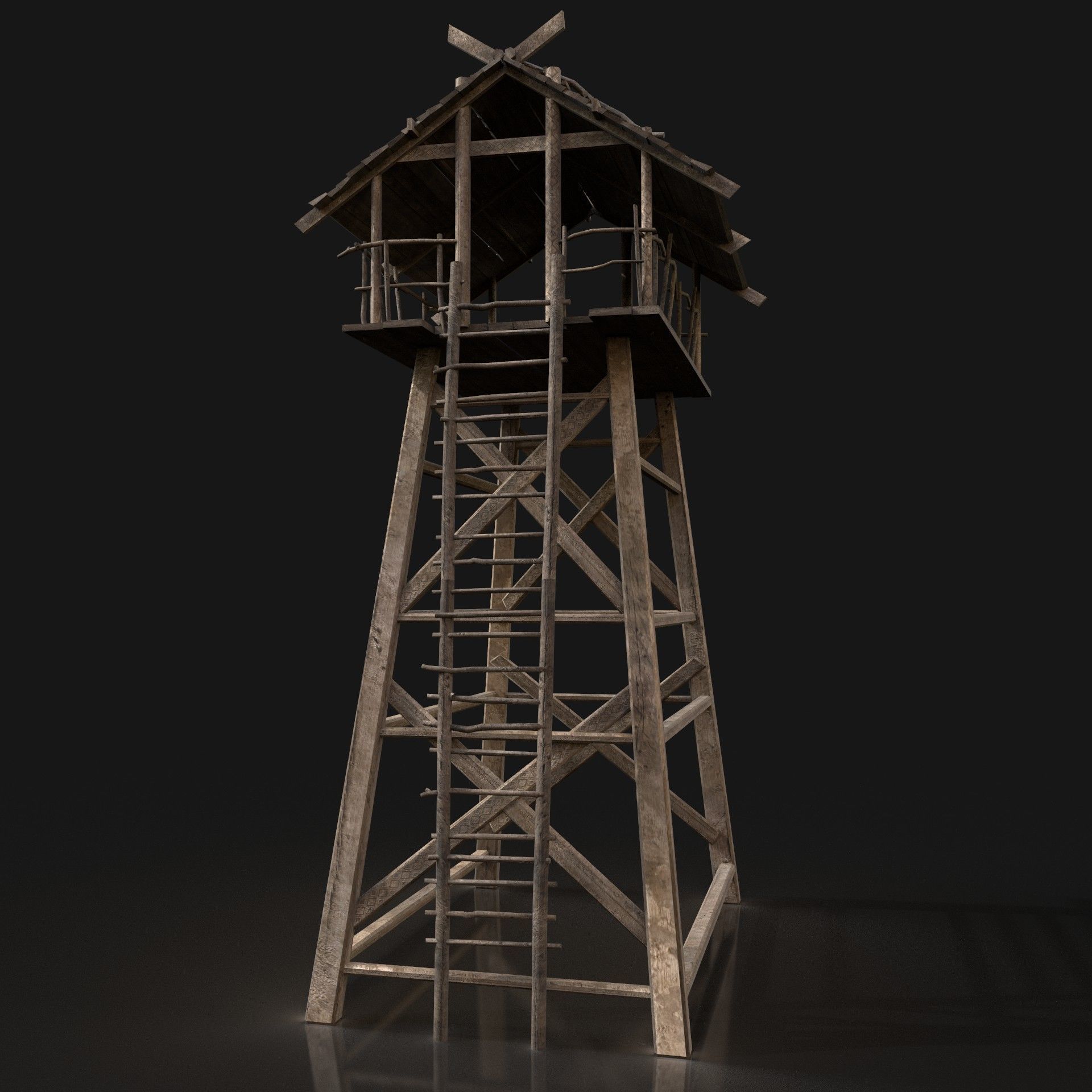 3D model Medieval Wooden Viking Watchtower Scout Tower Fantasy Village ...