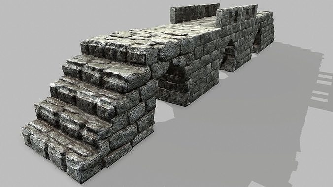 3D model Stair Set brick wall VR / AR / low-poly | CGTrader