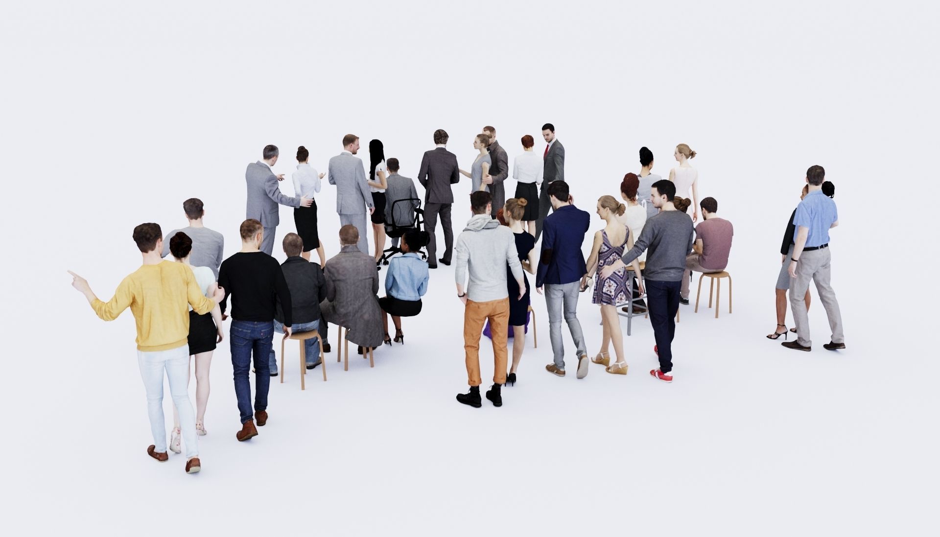 3D model 30x LOW POLY CASUAL CAFE VOL02 BUSINESS PEOPLE CROWD VR / AR ...