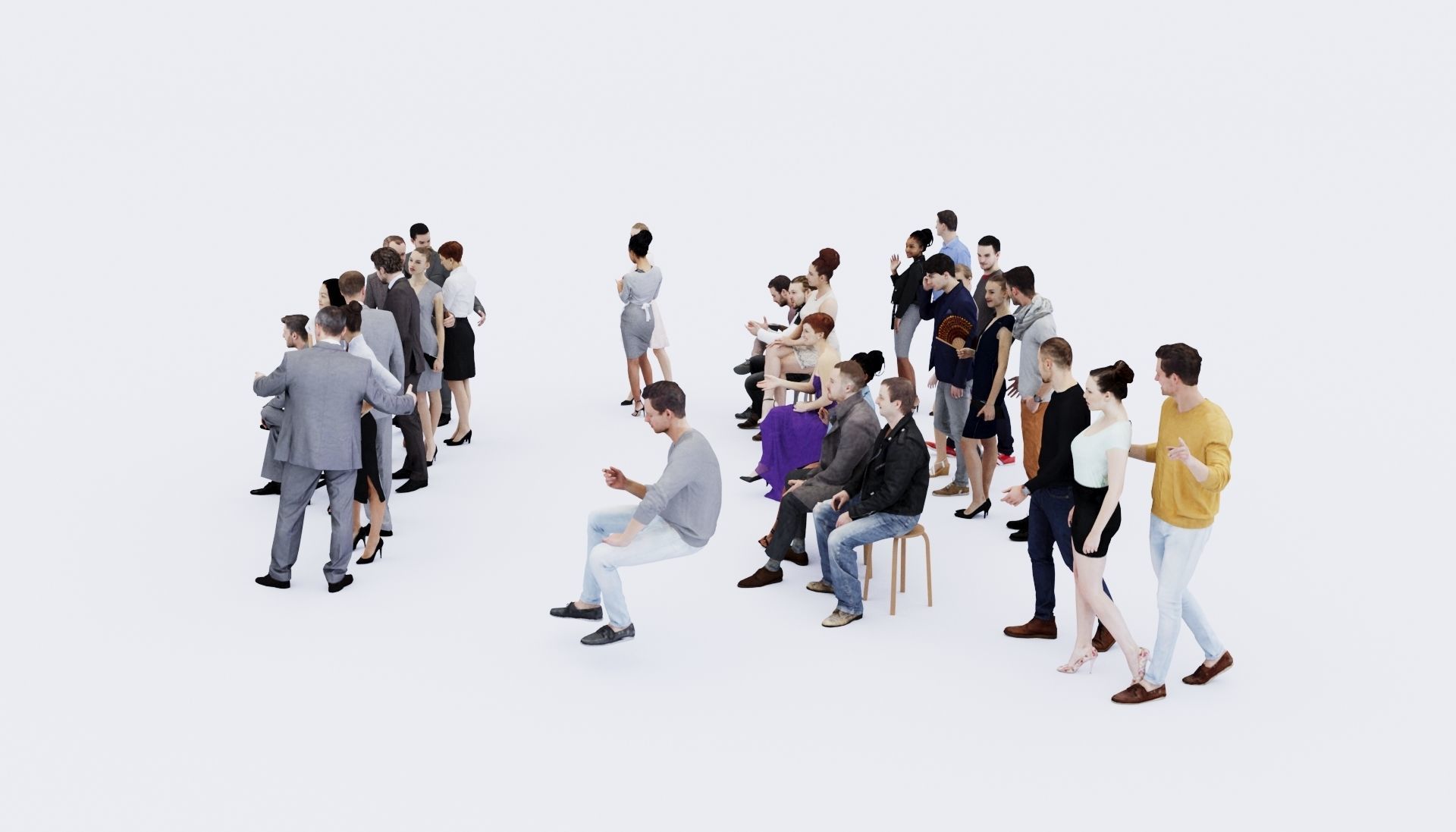 3D model 30x LOW POLY CASUAL CAFE VOL02 BUSINESS PEOPLE CROWD VR / AR ...