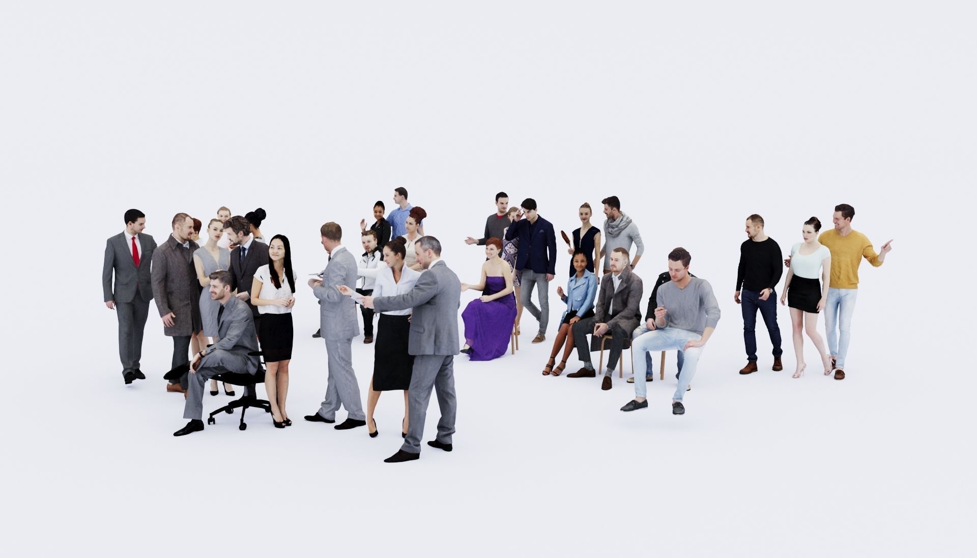 3D model 30x LOW POLY CASUAL CAFE VOL02 BUSINESS PEOPLE CROWD VR / AR ...