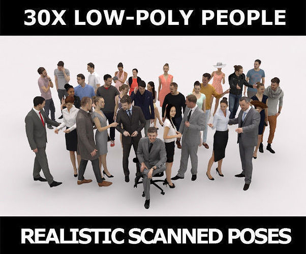 3D model 30x MAN WOMAN CASUAL PEOPLE VOL1 VOL2 BUSINESS CROWDS VR / AR ...