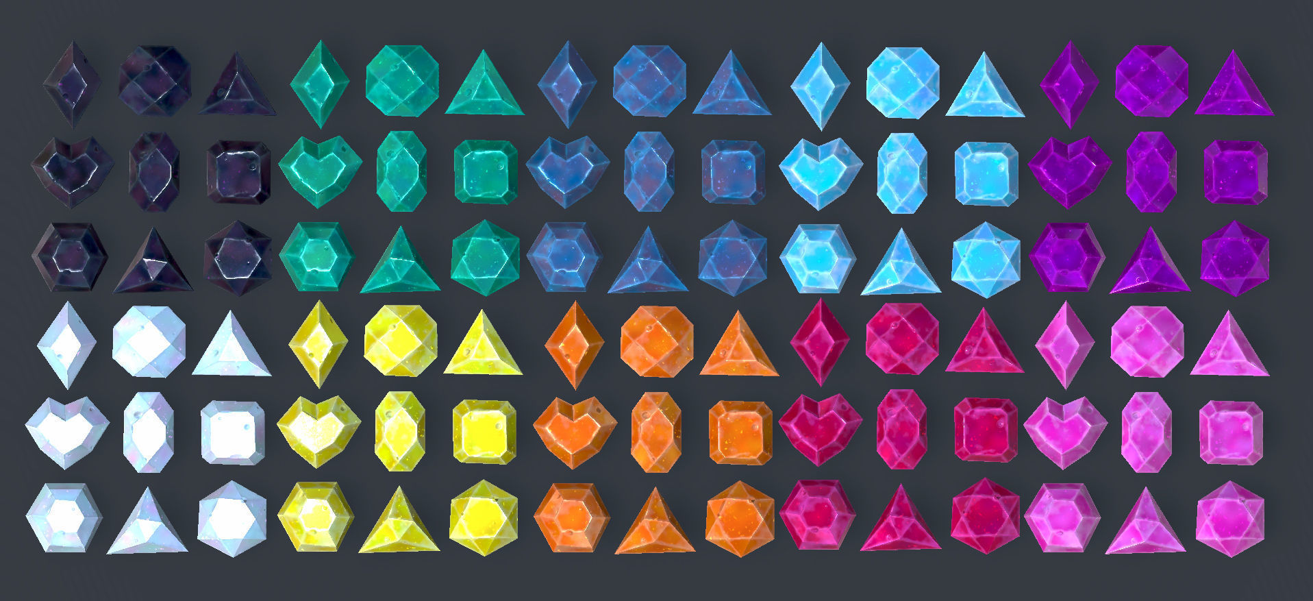 3D model Gems PBR colored crystals VR / AR / low-poly | CGTrader