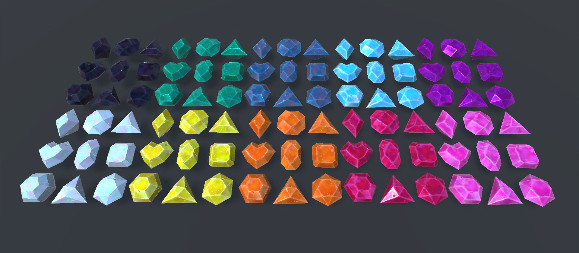 3D model Gems PBR colored crystals VR / AR / low-poly | CGTrader