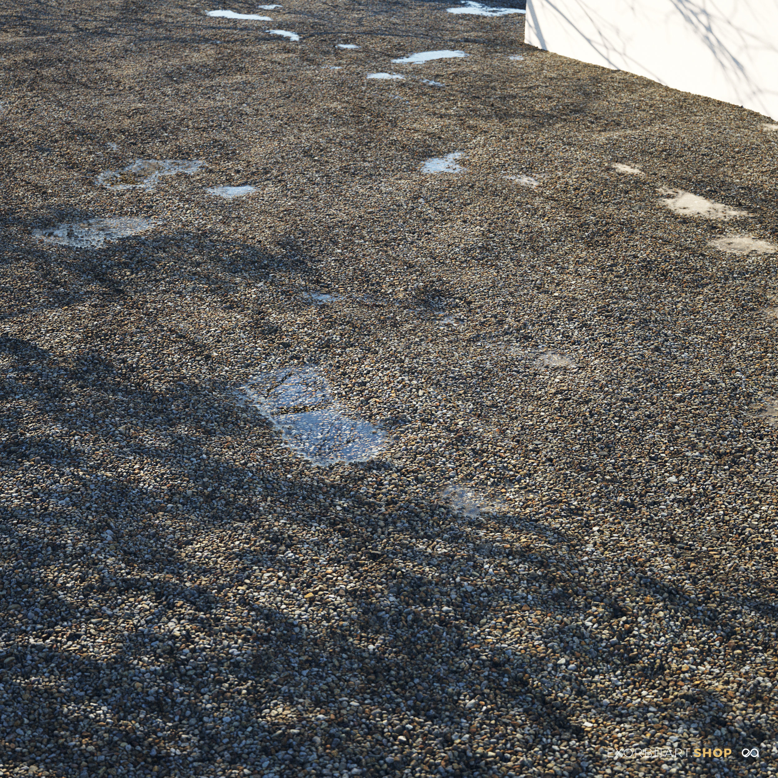 Seamless PBR Scanned Small Parking Gravel 3x3 meter Texture | CGTrader