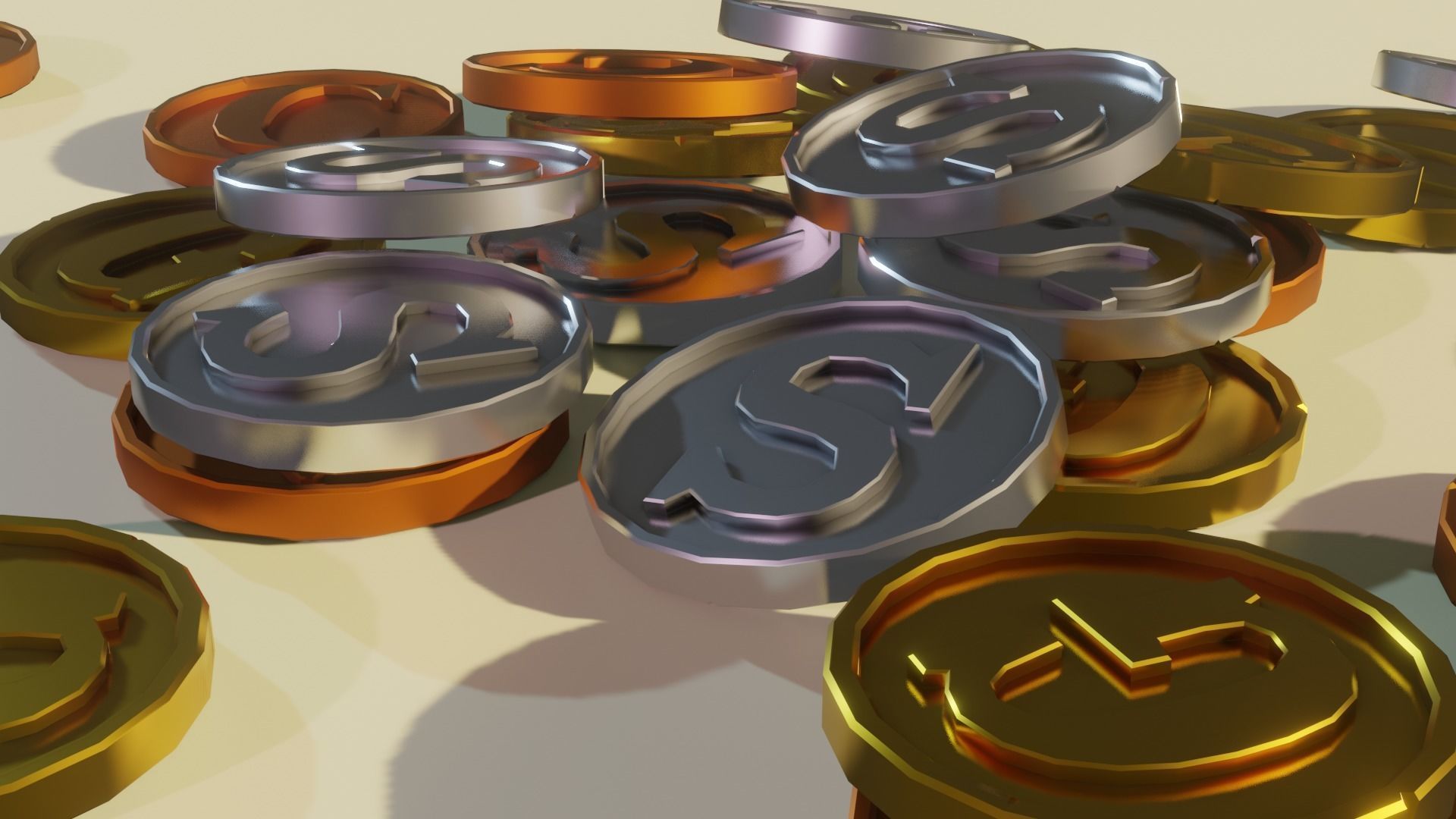 Gold Silver and Copper Coins free VR / AR / low-poly 3D model | CGTrader