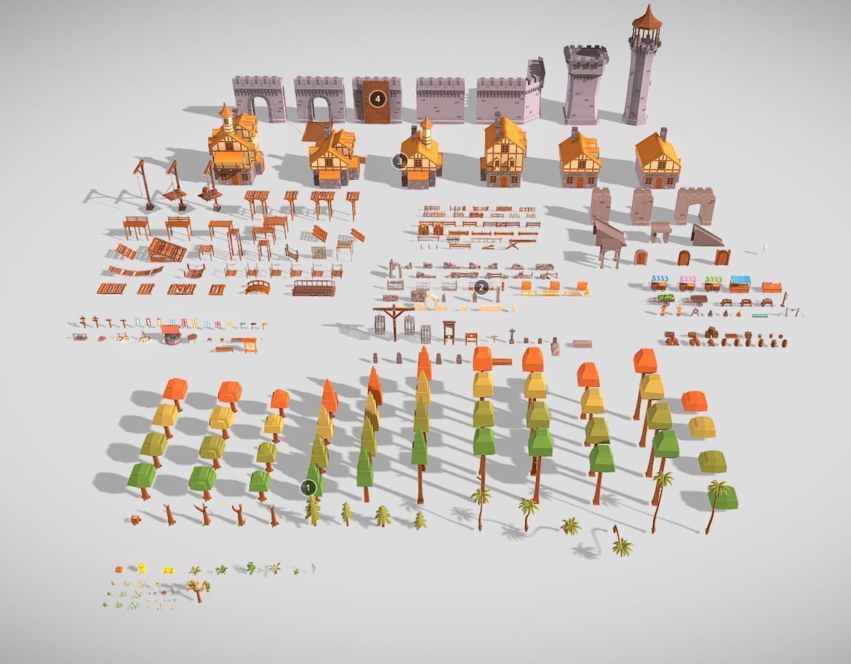 Low Poly Medieval Assets Pack free VR / AR / low-poly 3D model | CGTrader