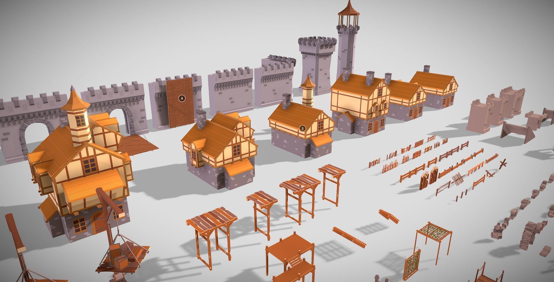 Low Poly Medieval Assets Pack free VR / AR / low-poly 3D model | CGTrader